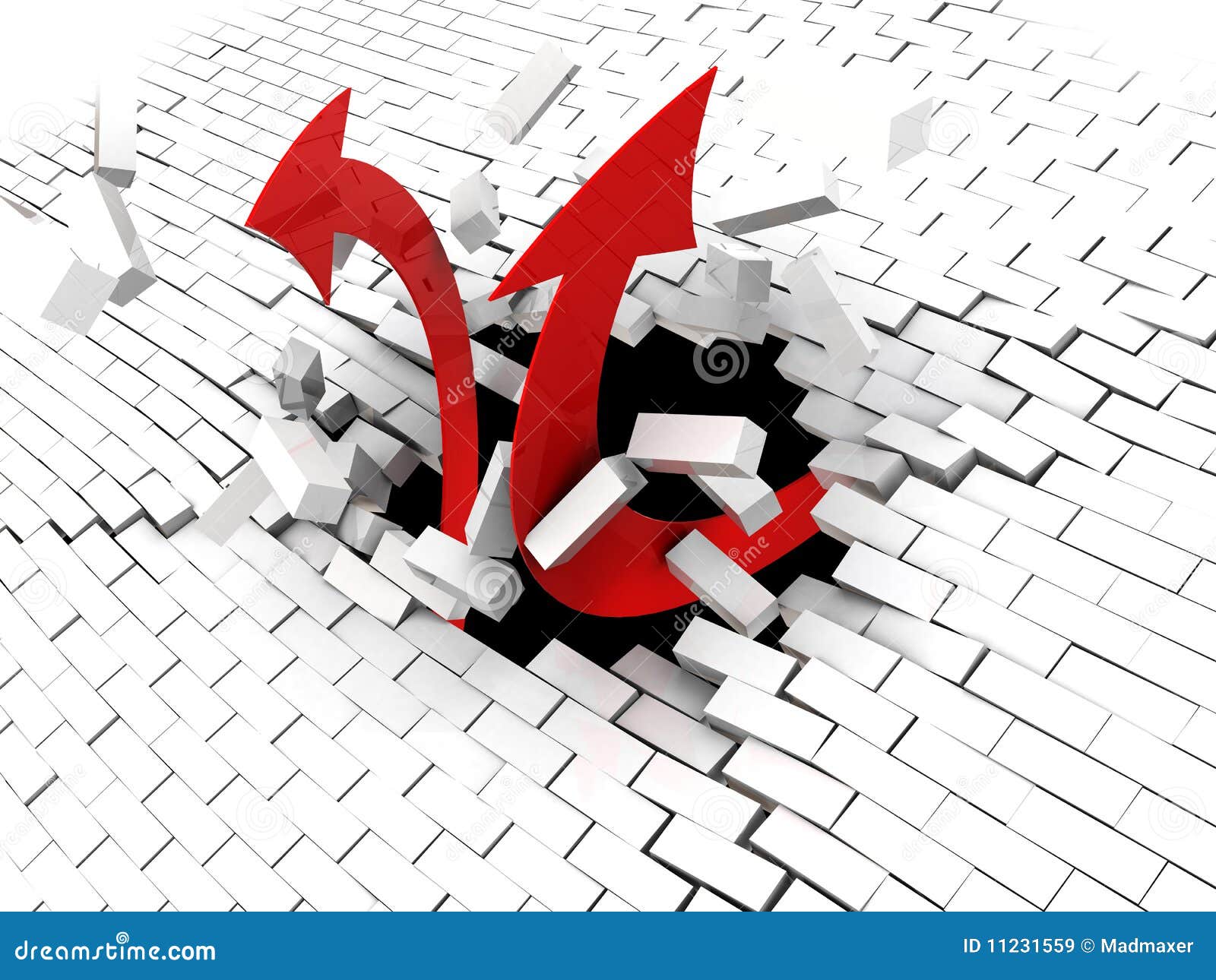 Arrows breaking wall stock illustration. Illustration of broken - 11231559