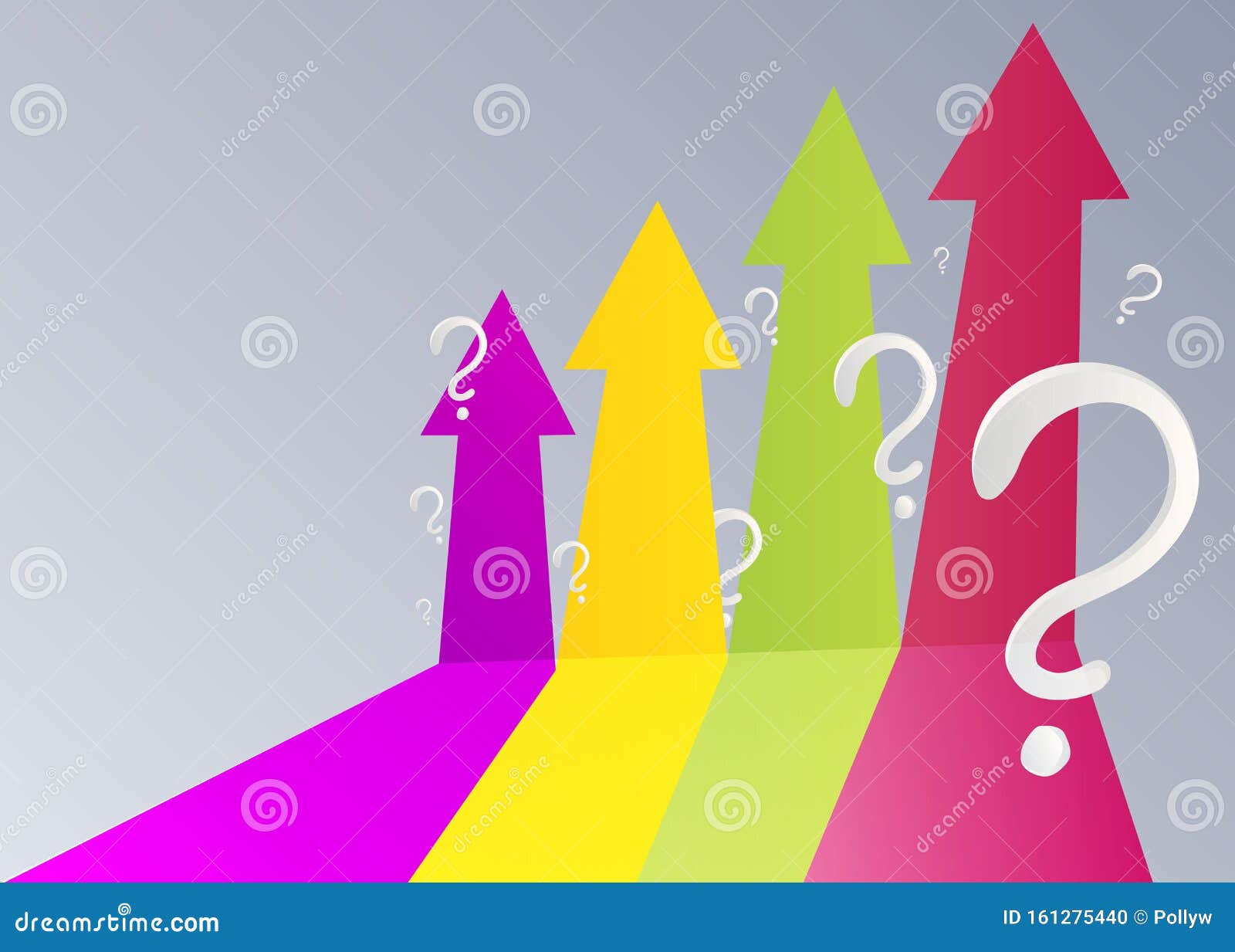 Arrows in Chart with Question Mark, Colorful Info Graphic Illustration ...