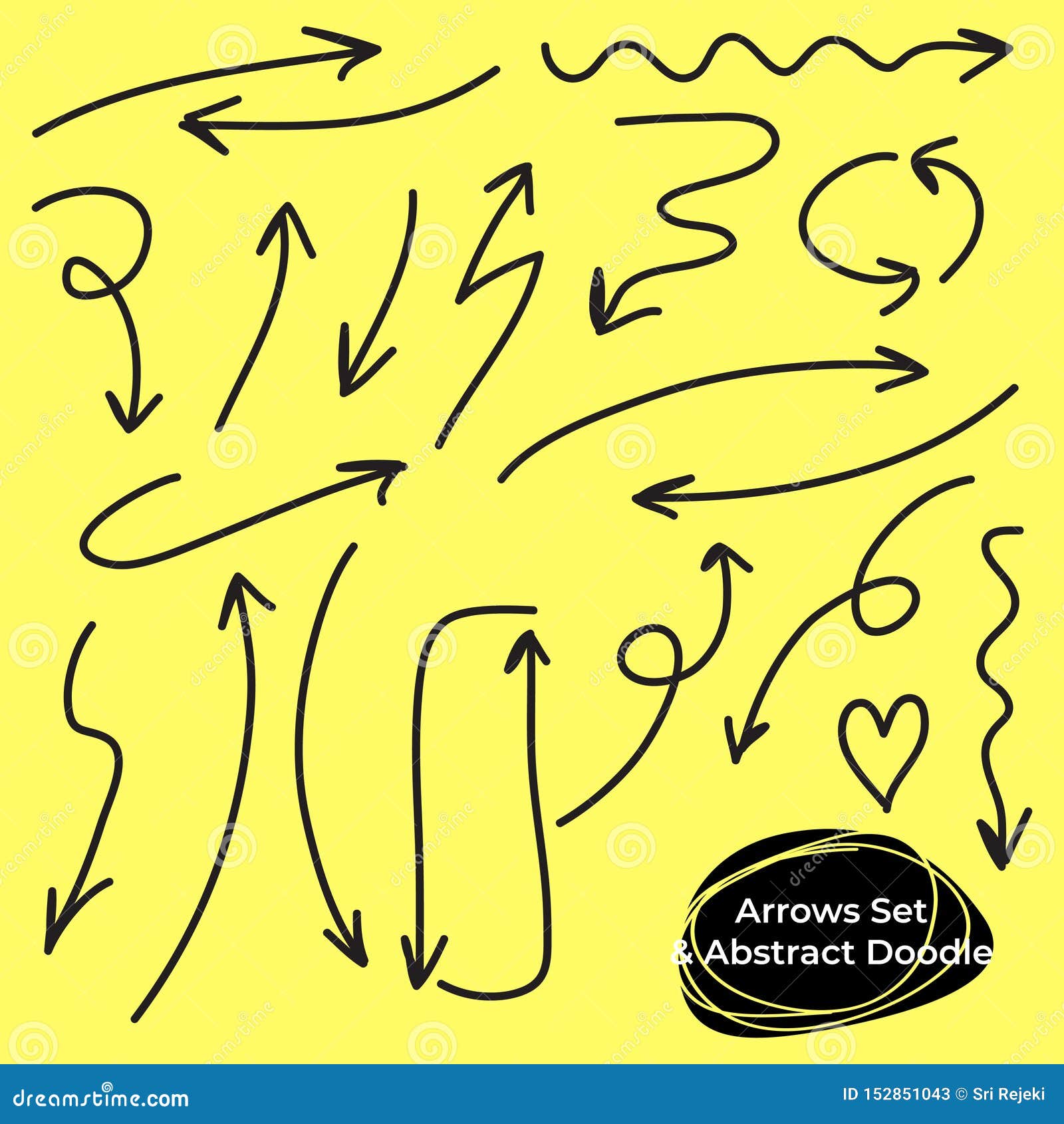 Arrows Circles and Abstract Doodle Writing Design Vector Set Stock ...