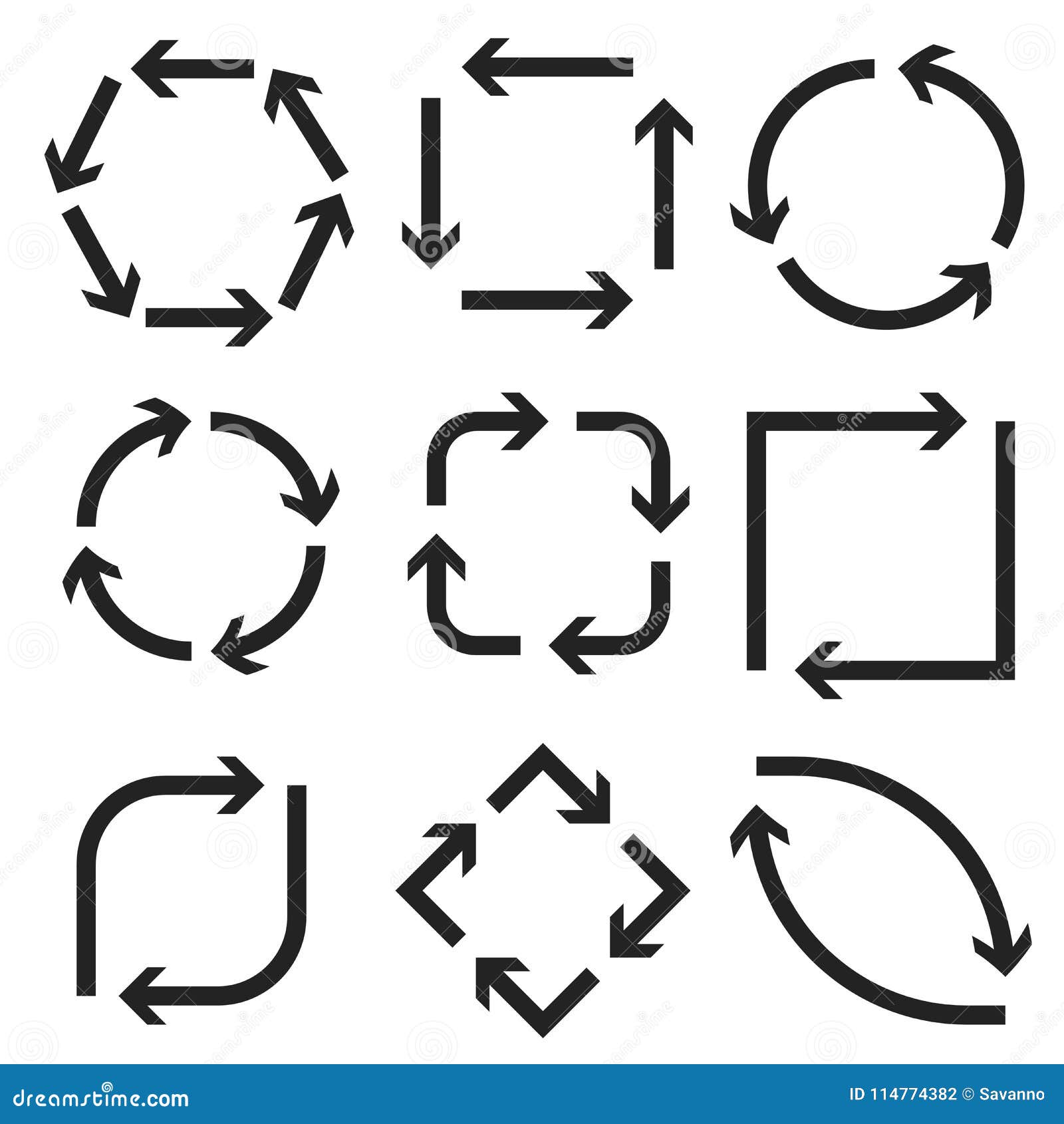 Arrows in Circular Motion. Round, Square, Oval Combinations Stock ... Arrows in Circular Motion. Round, Square, Oval Combinations Stock ...