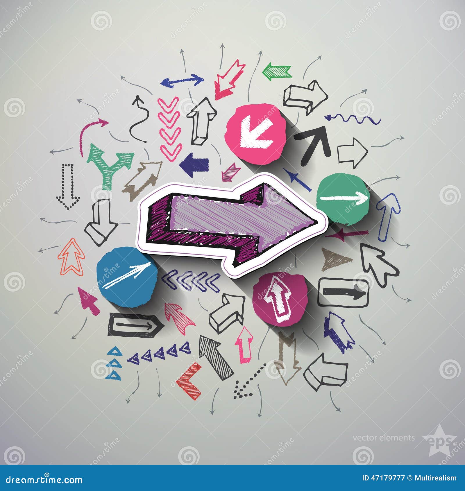 Arrows Collage with Icons Background Stock Vector - Illustration of ...