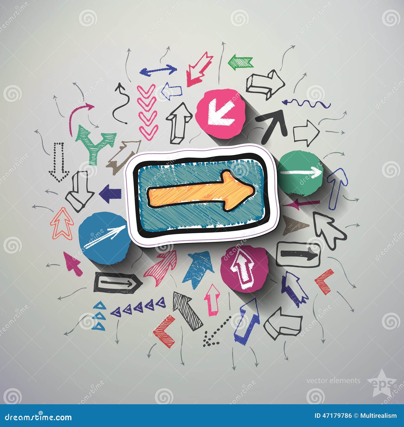 Arrows Collage with Icons Background Stock Vector - Illustration of ...