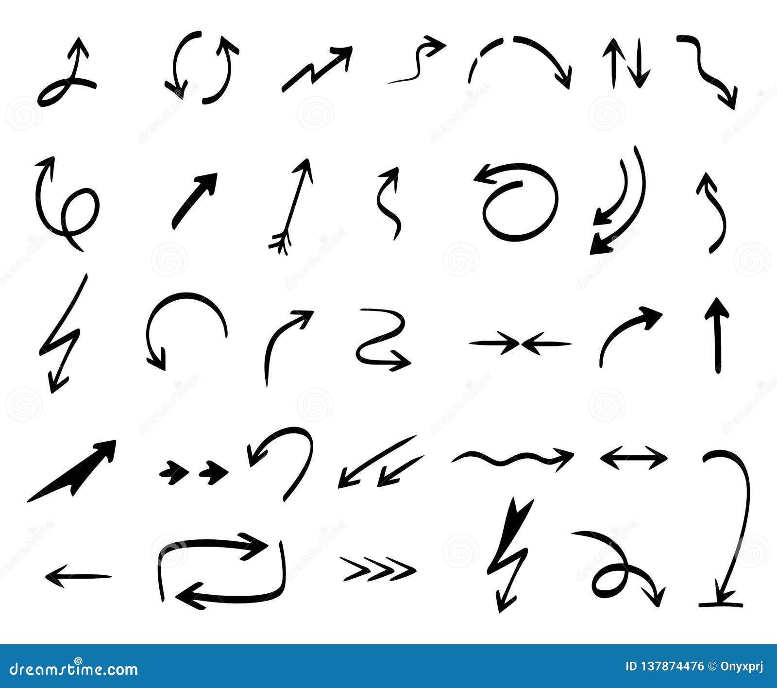 Arrows Collection. Hand Drawing Abstract Shapes Coordination Direction ...