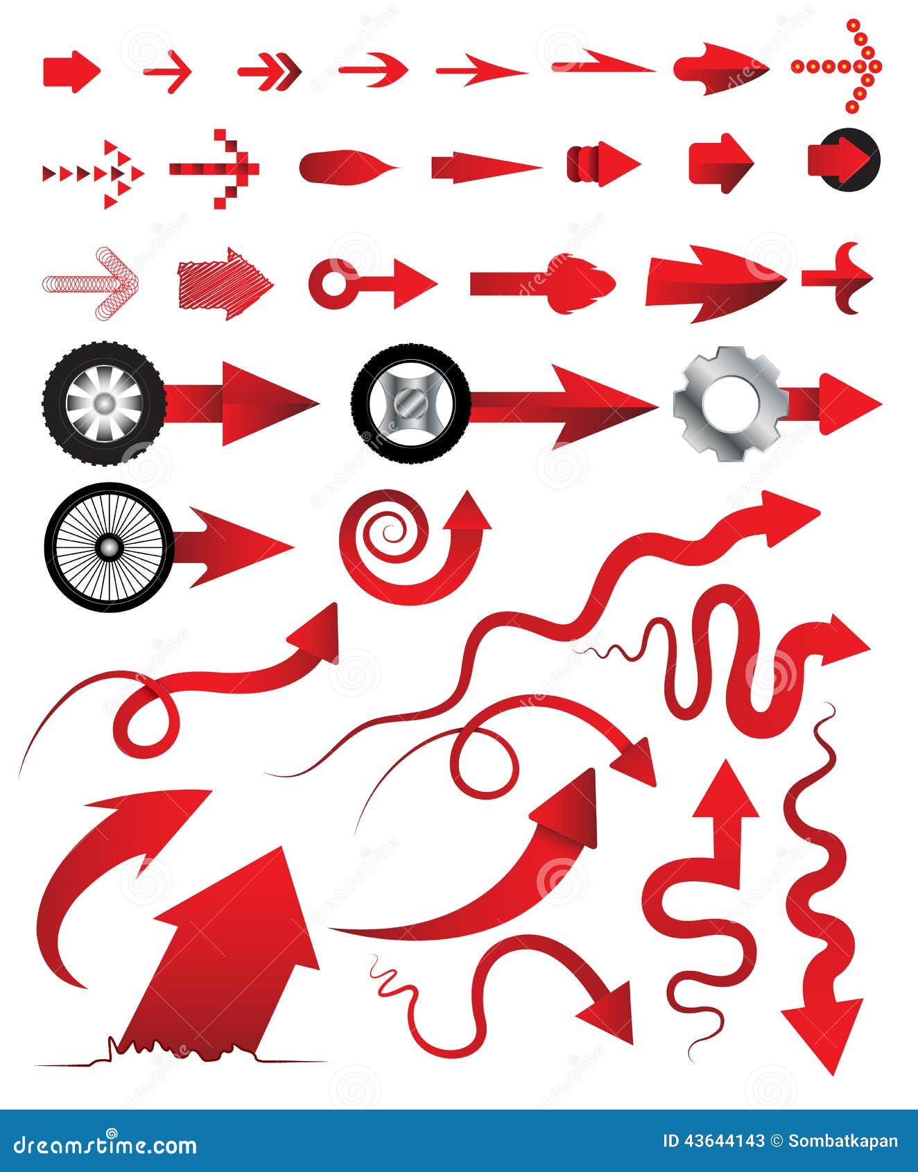 Arrows Collection. Big Set Of Arrows Vector Icons, Isolated On White ...