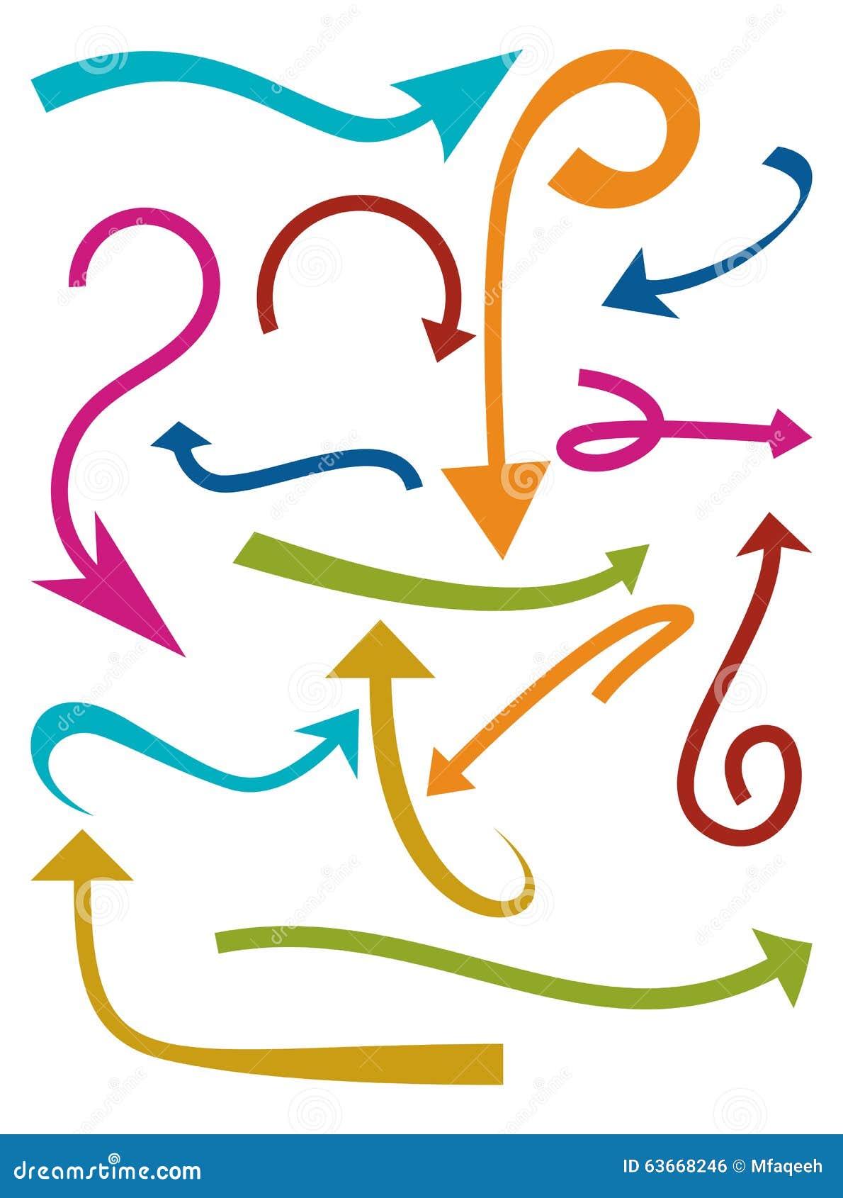 Colorful Curly Arrows Vector Collection Stock Vector - Illustration of ...