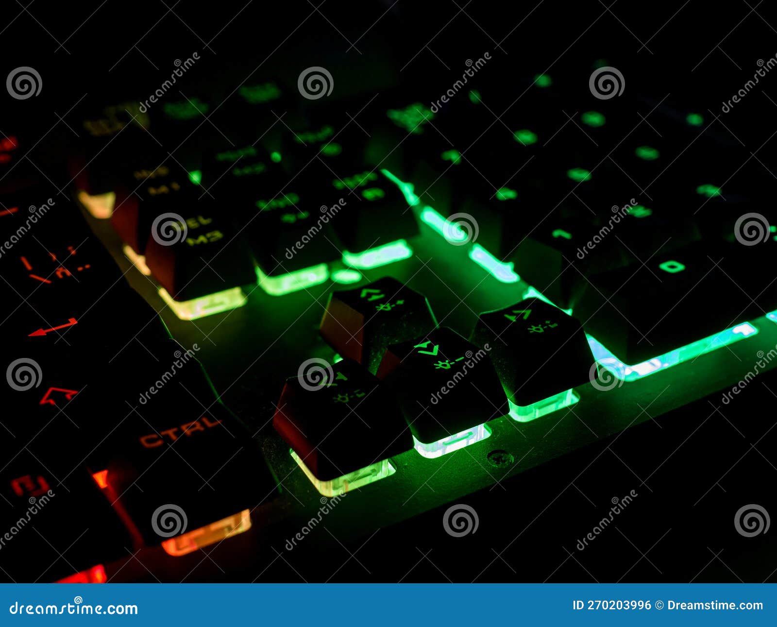The Arrows on the Color Backlit Keyboard Glow in the Dark Stock Photo ...