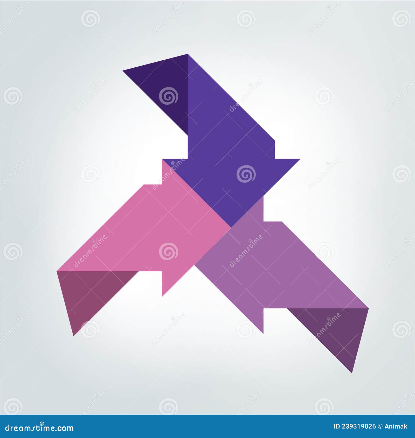 3 Arrows Connected by the Midlde Edge Scheme, Chart, Template ...