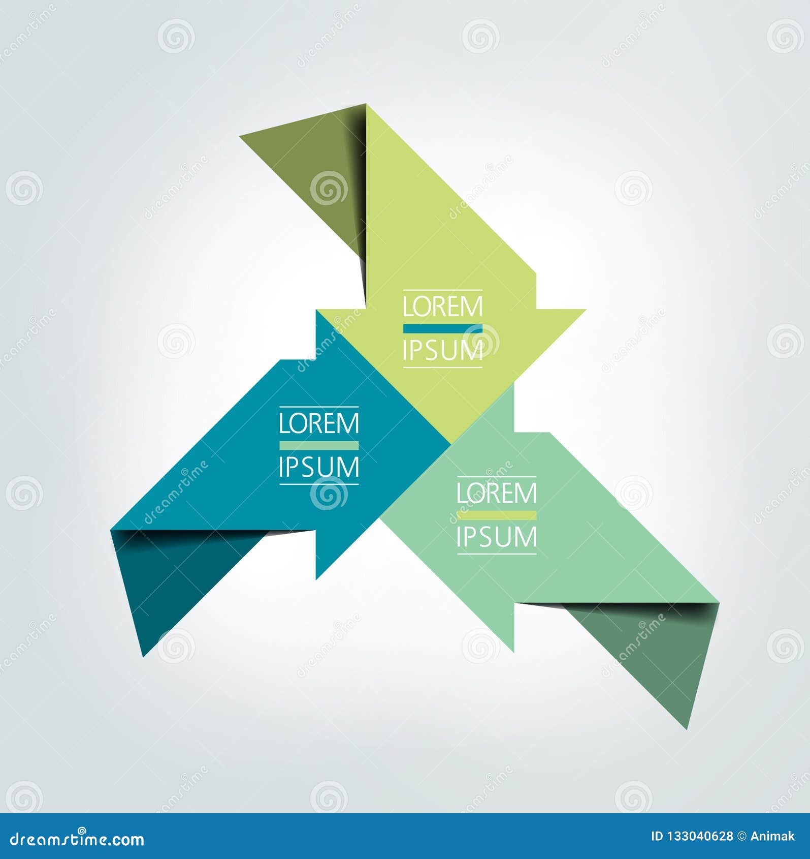 3 Arrows Connected by the Midlde Edge Scheme, Chart, Template ...