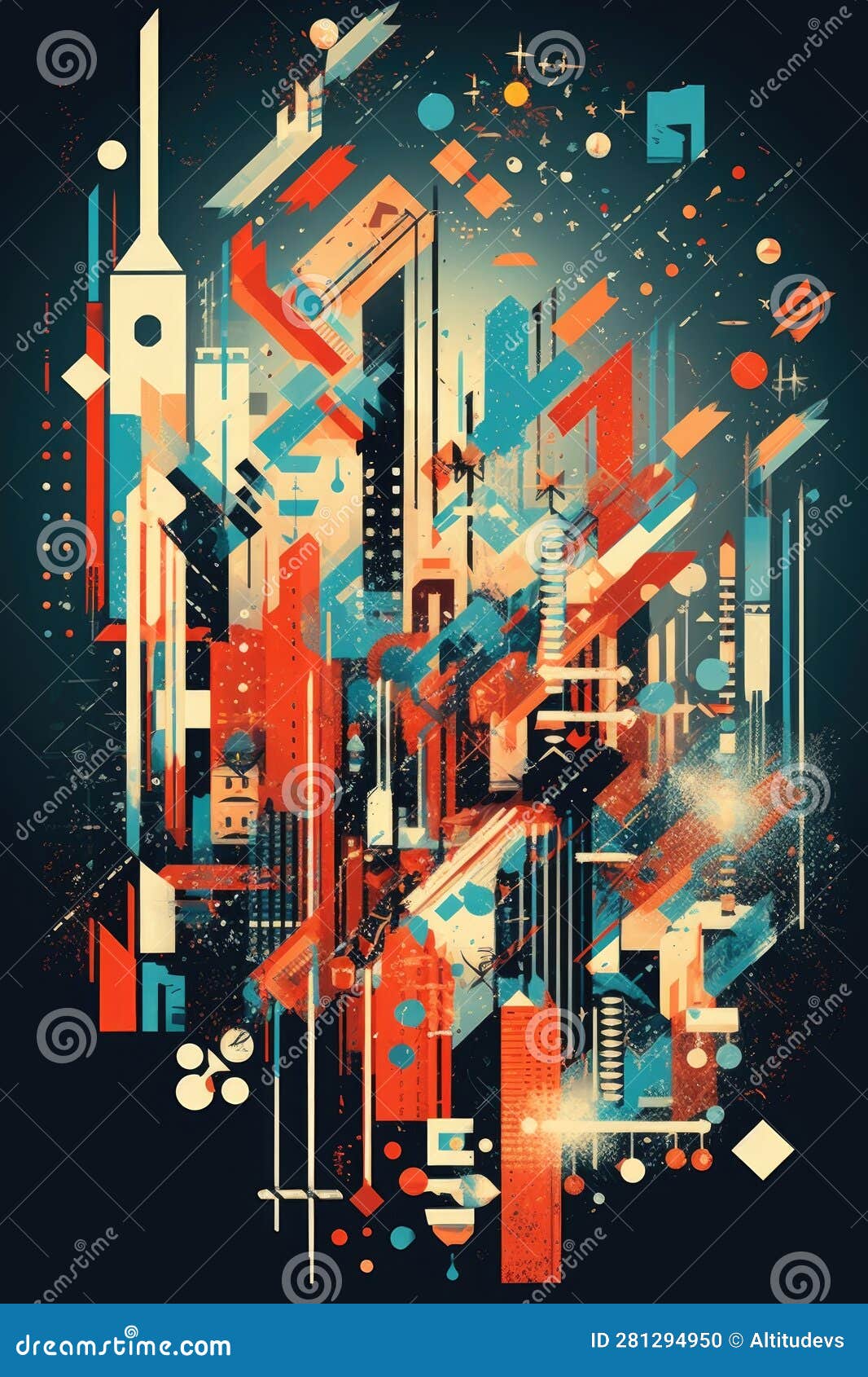 Arrows Connecting Various Icons and Graphics Stock Illustration ...