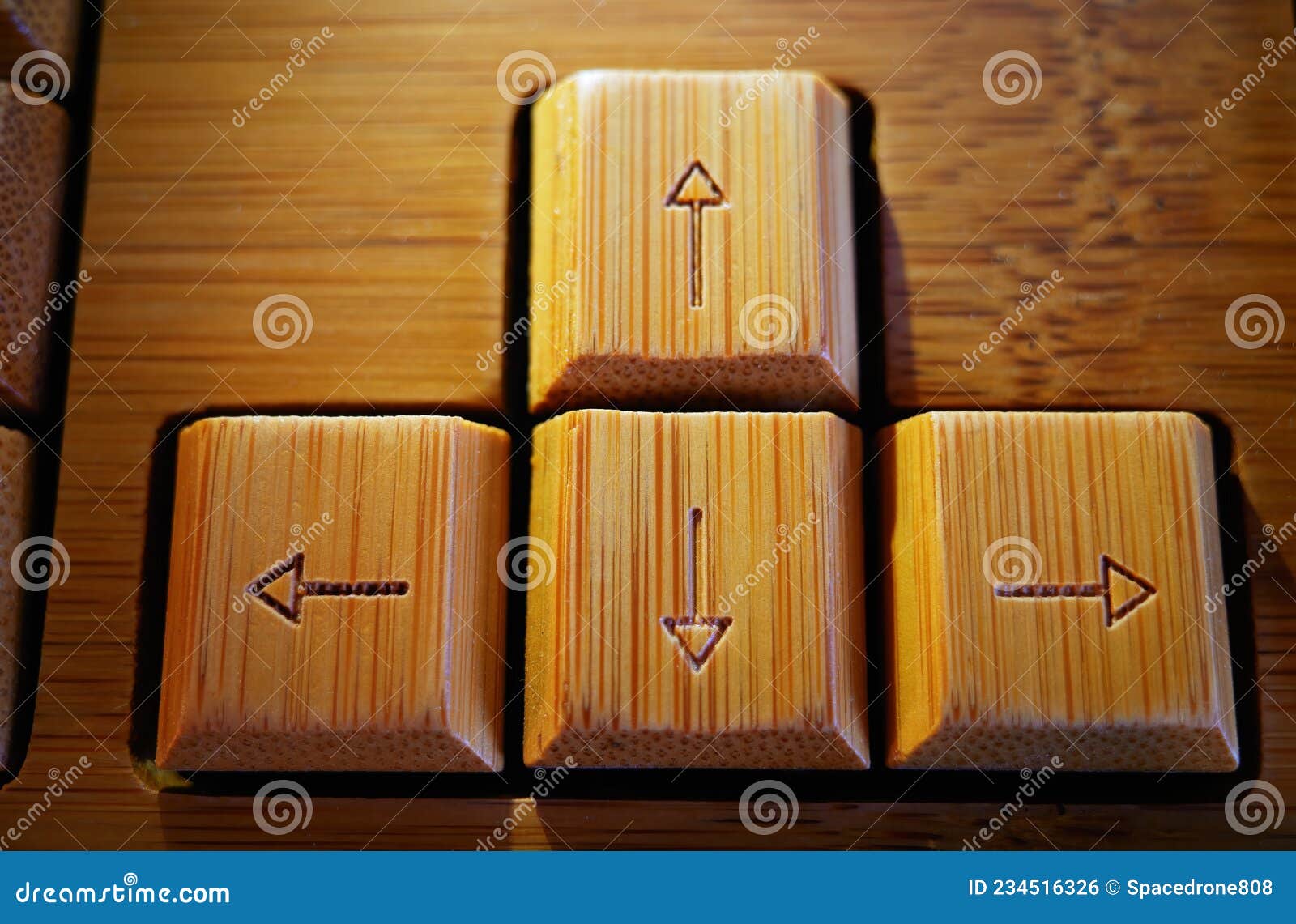 Arrows Control Keys of Bamboo Keyboard Stock Photo - Image of hardware ...