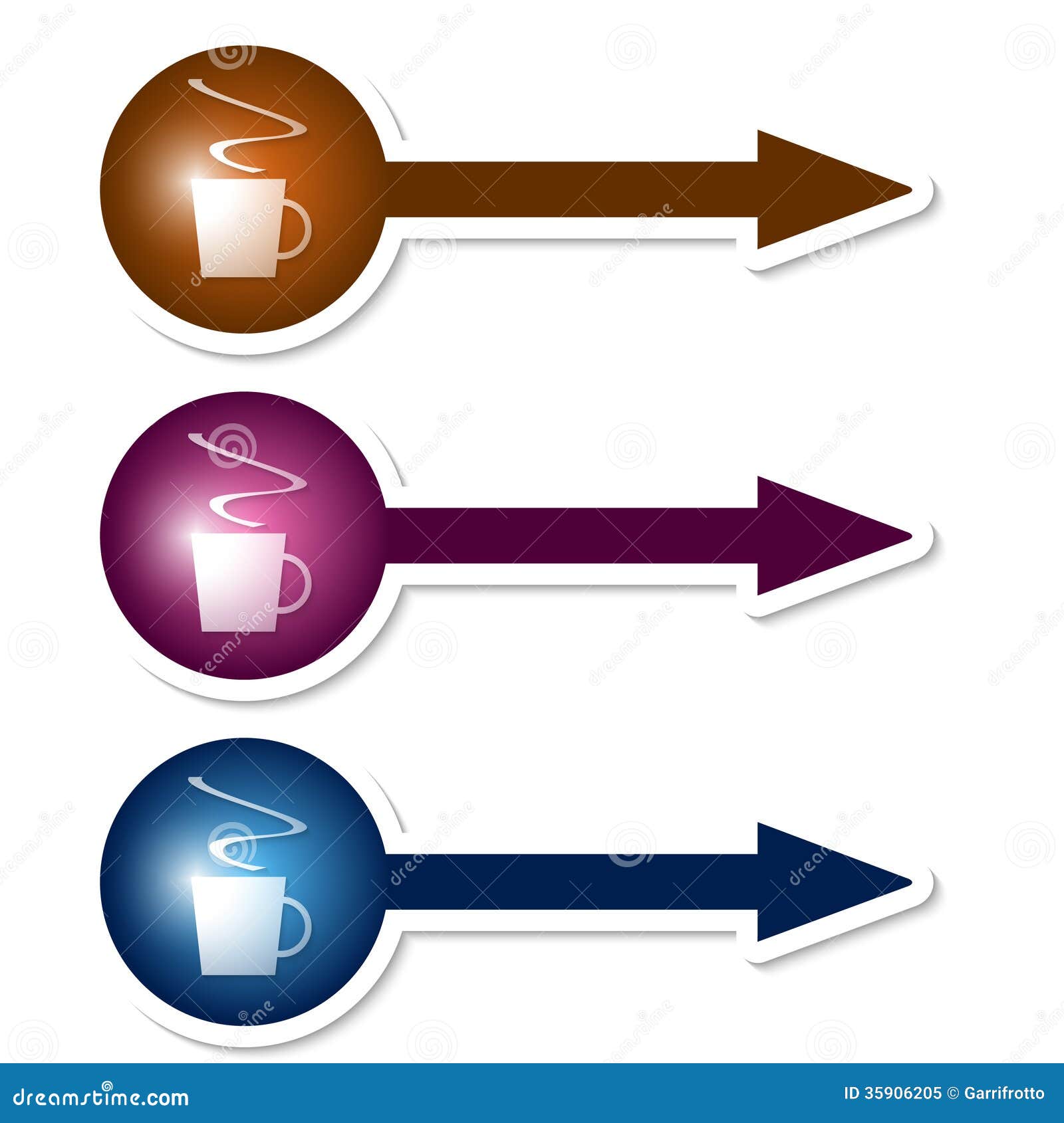Arrows with cup of coffee stock vector. Illustration of blank - 35906205