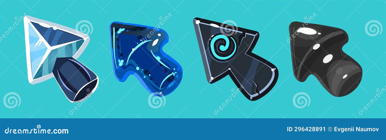 Arrows and Cursors from Different Materials and Shapes Vector Set Stock ...