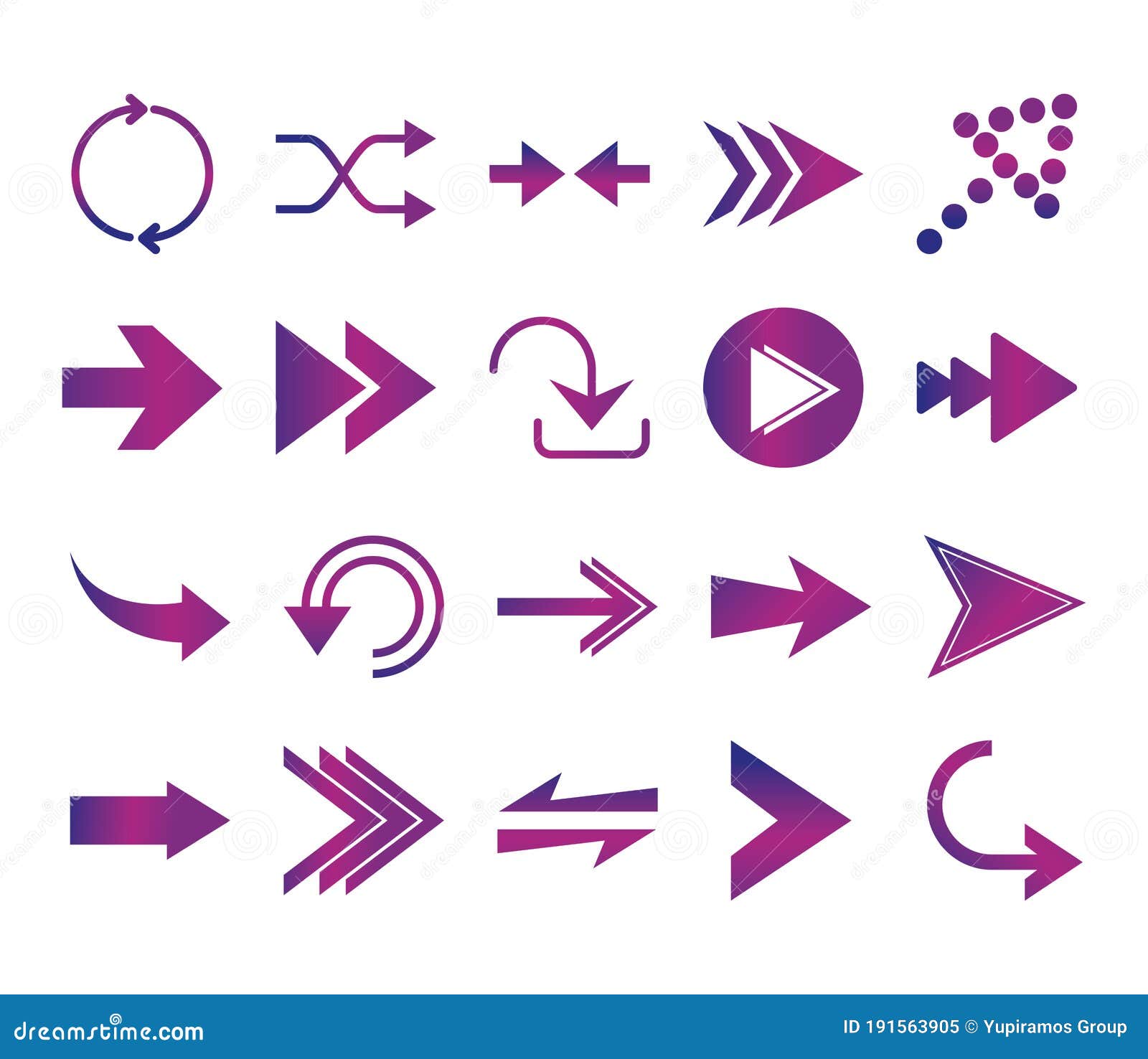 Arrows Direction Guide Cursor Web Navigation Icons Set Gradient Style ...