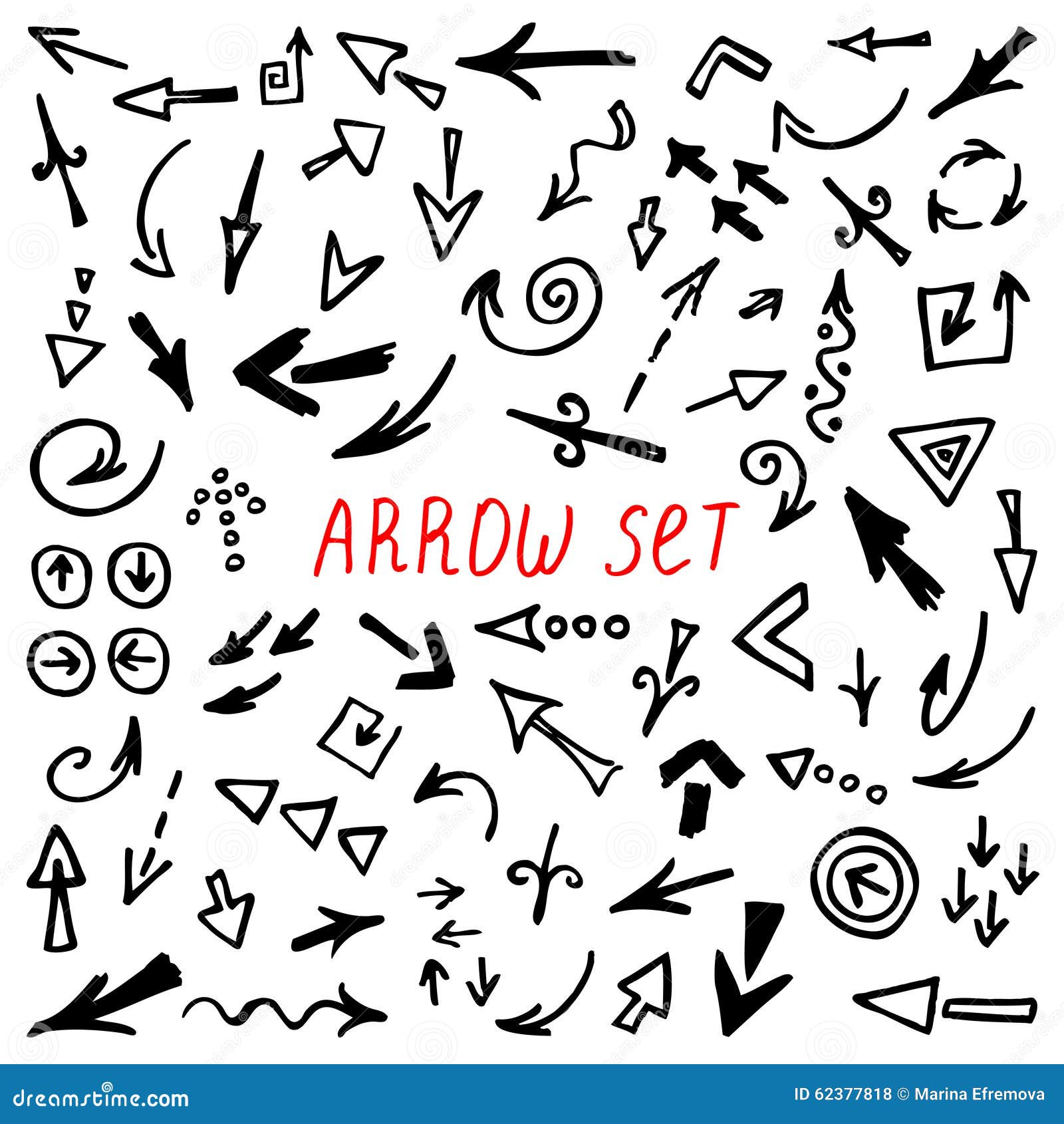 Arrows Doodle Set, Hand Drawn Arrows Set Stock Vector - Illustration of ...