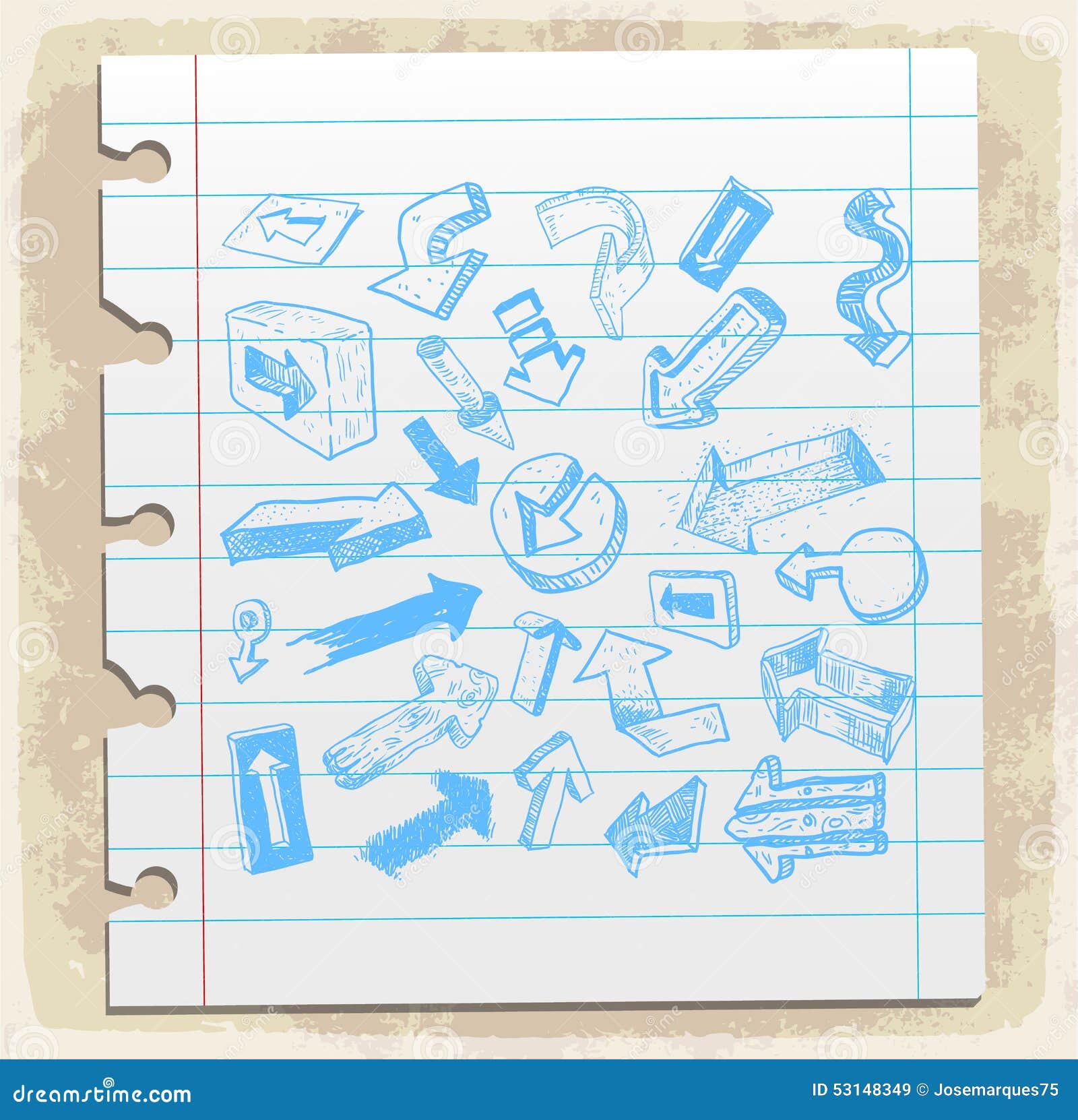 Arrows Doodle Set Paper Note, Vector Illustration Stock Vector ...