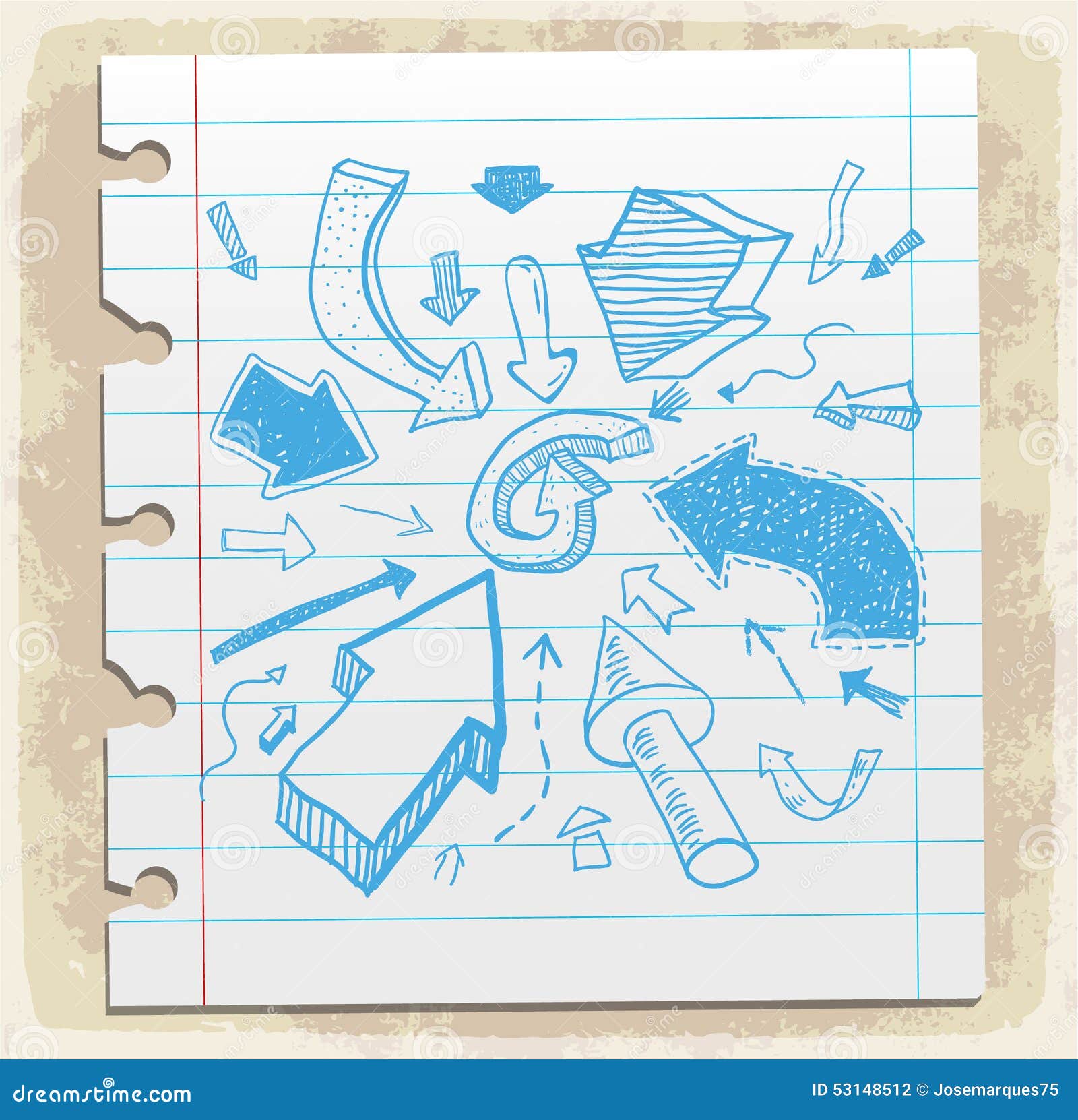 Arrows Doodle Set Paper Note, Vector Illustration Stock Vector ...