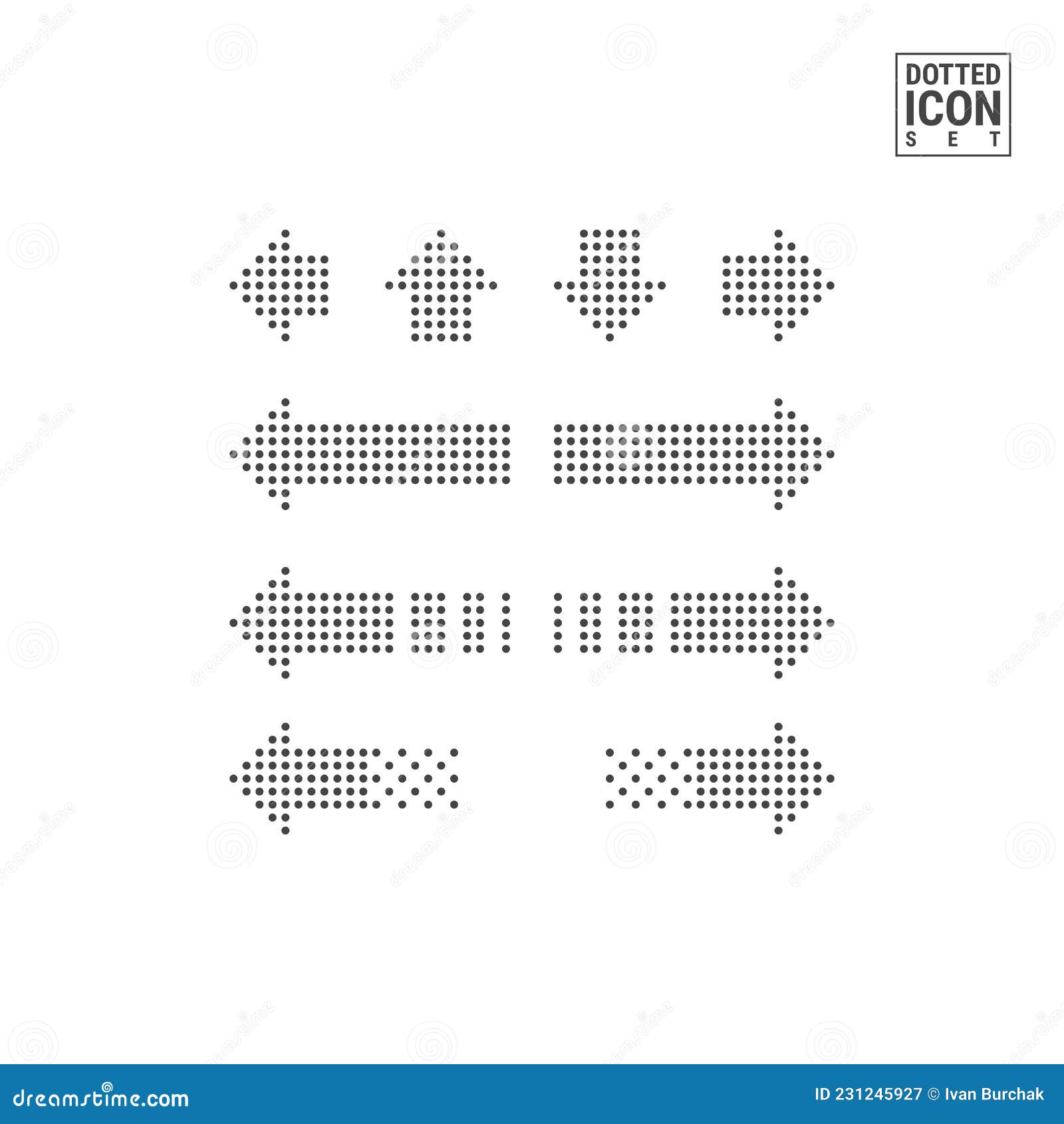 Arrows Dot Pattern Icon. Direction Arrows Dotted Icon Isolated on White ...