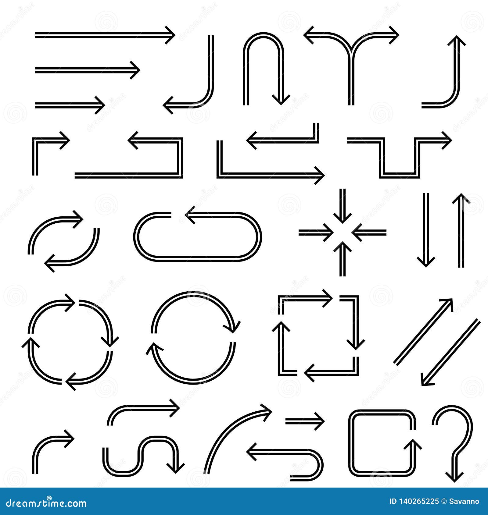Arrows. Double lines stock vector. Illustration of curved - 140265225