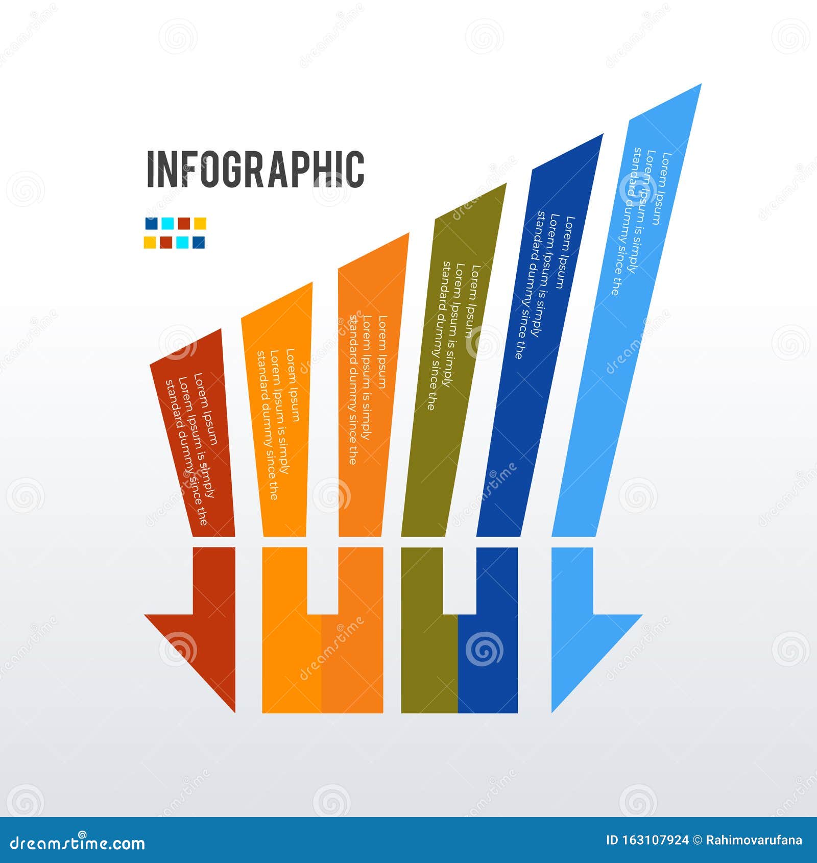 Arrows Down Infographic Template Design. Business Concept Infograph ...