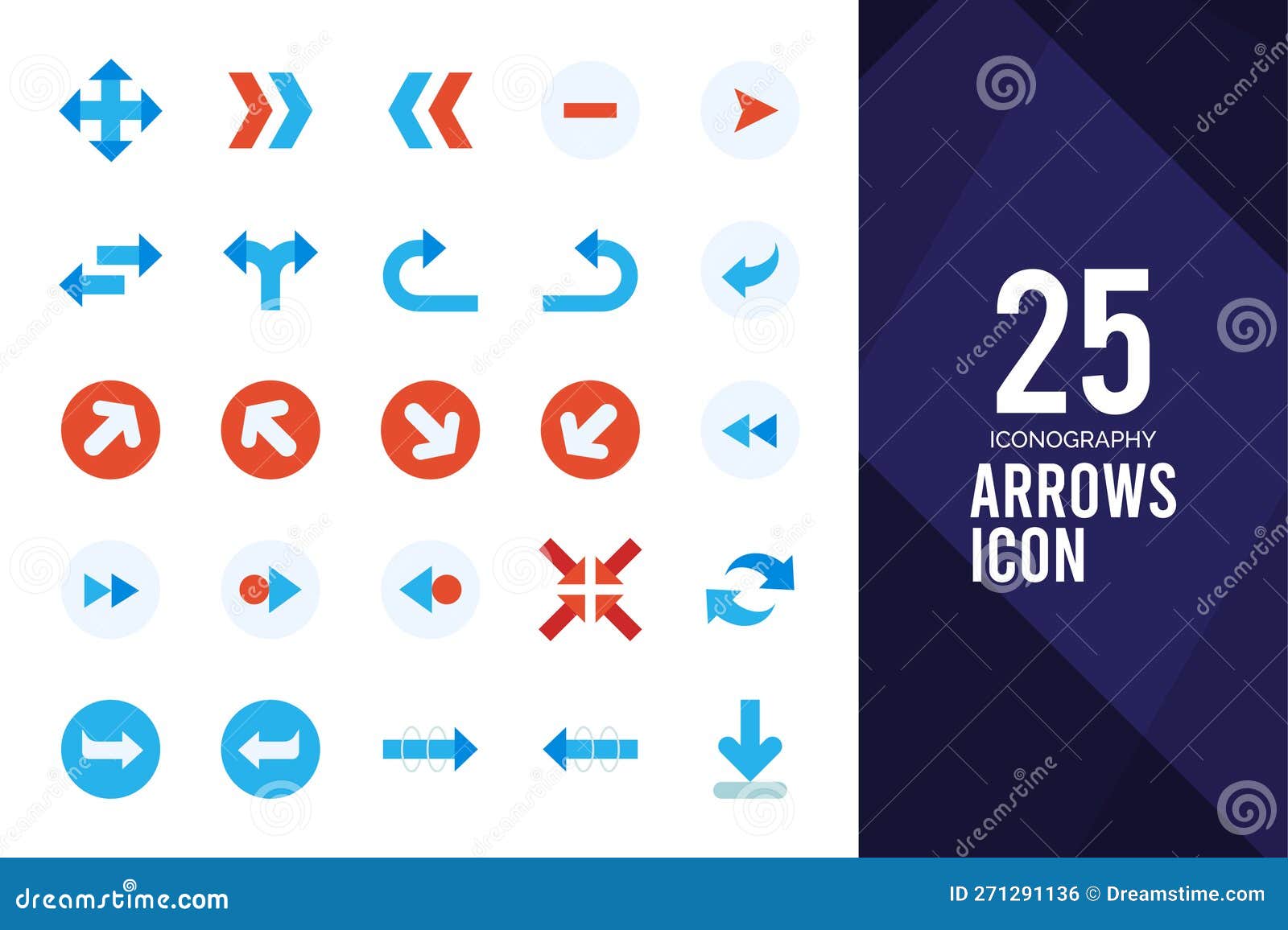 25 Arrows Flat Icon Pack. Vector Illustration Stock Vector - Illustration of orientation ...