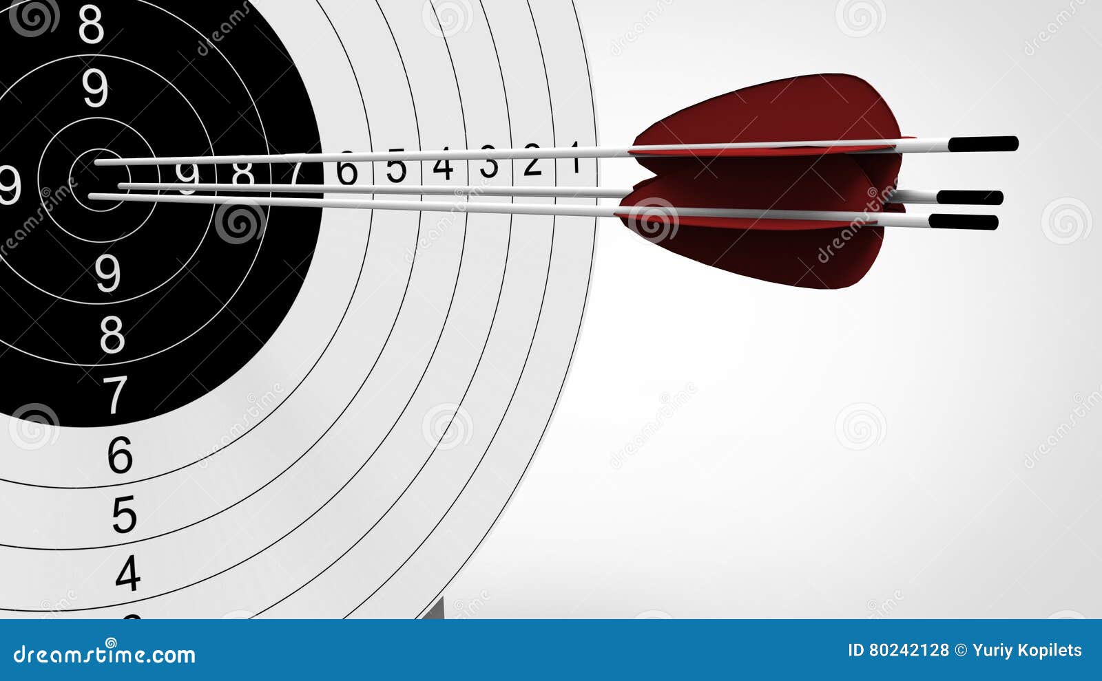 Arrows Focus To Archery Target. 3d Illustration. Stock Illustration ...