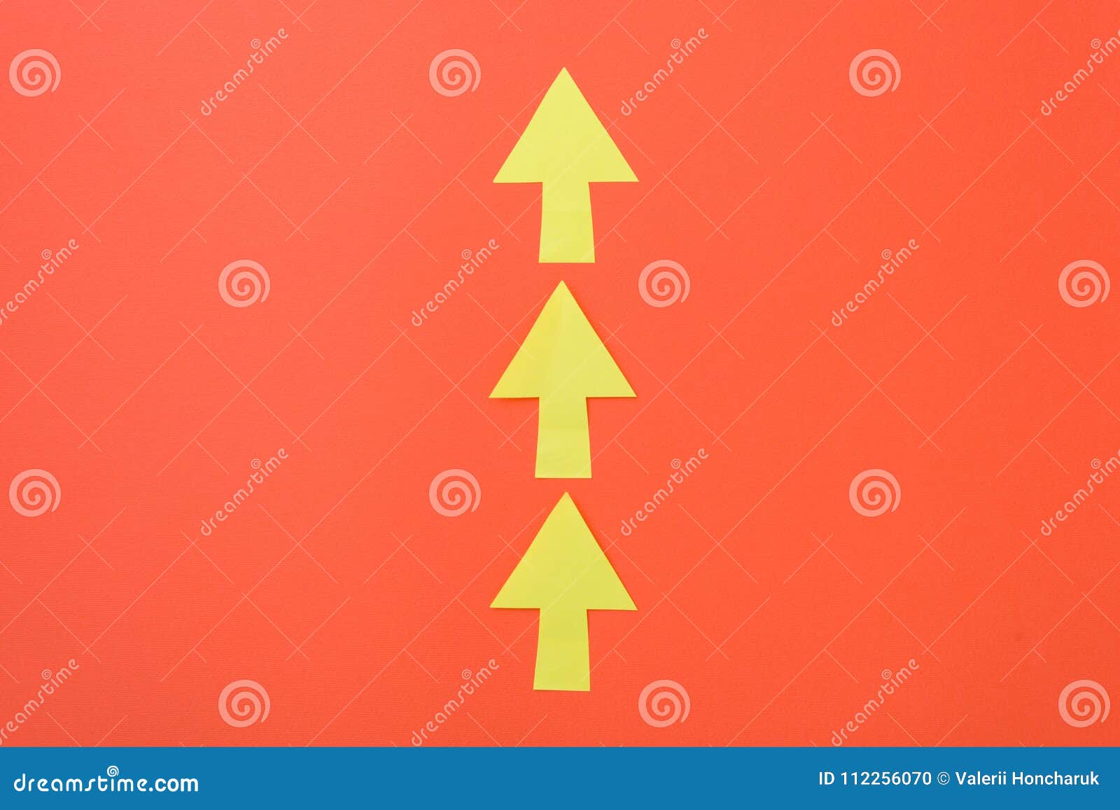 Arrows only Forward. Three Arrows in One Direction. Orange Background ...