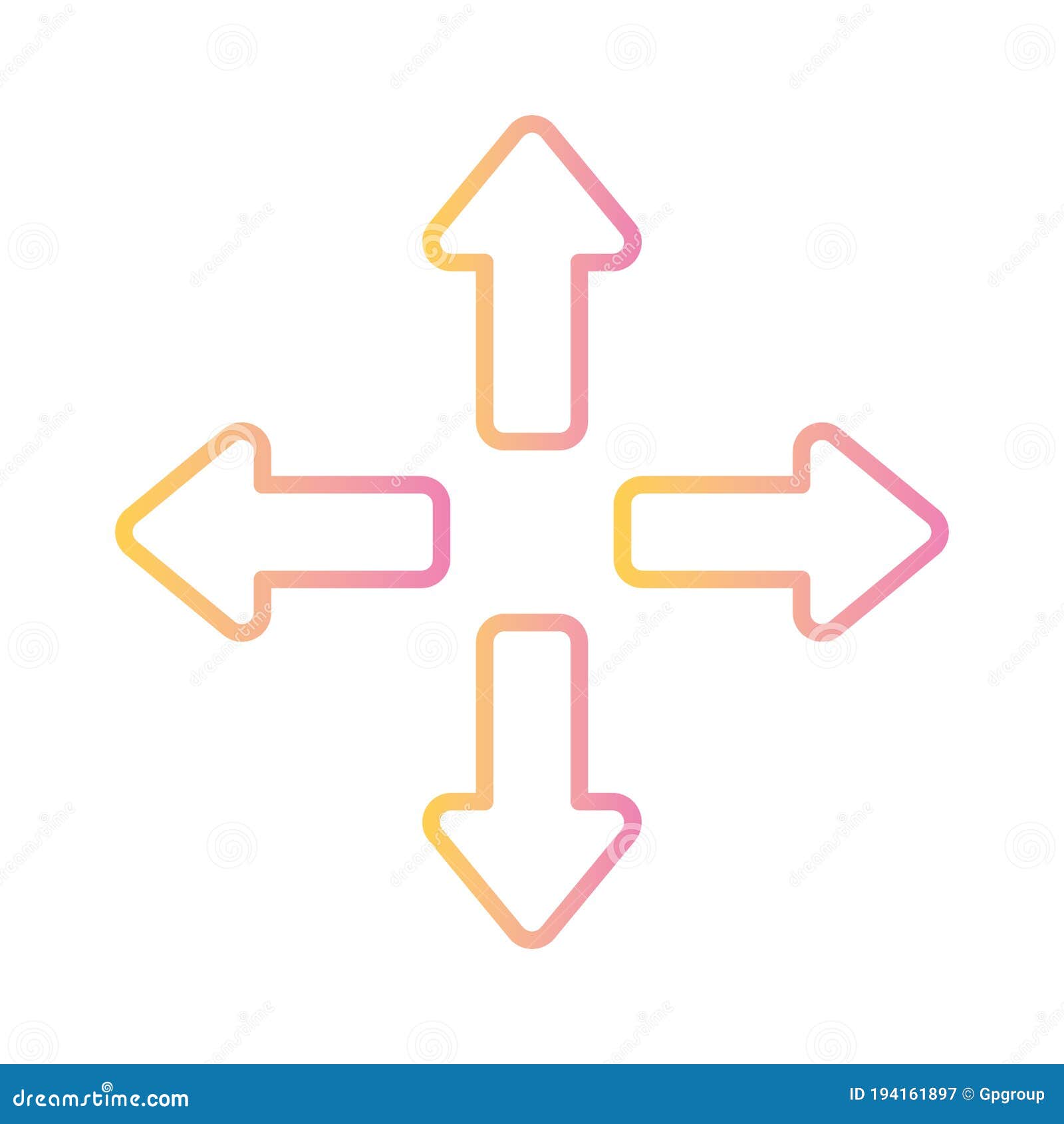 Arrows in Four Directions Gradient Style Icon Vector Design Stock ...