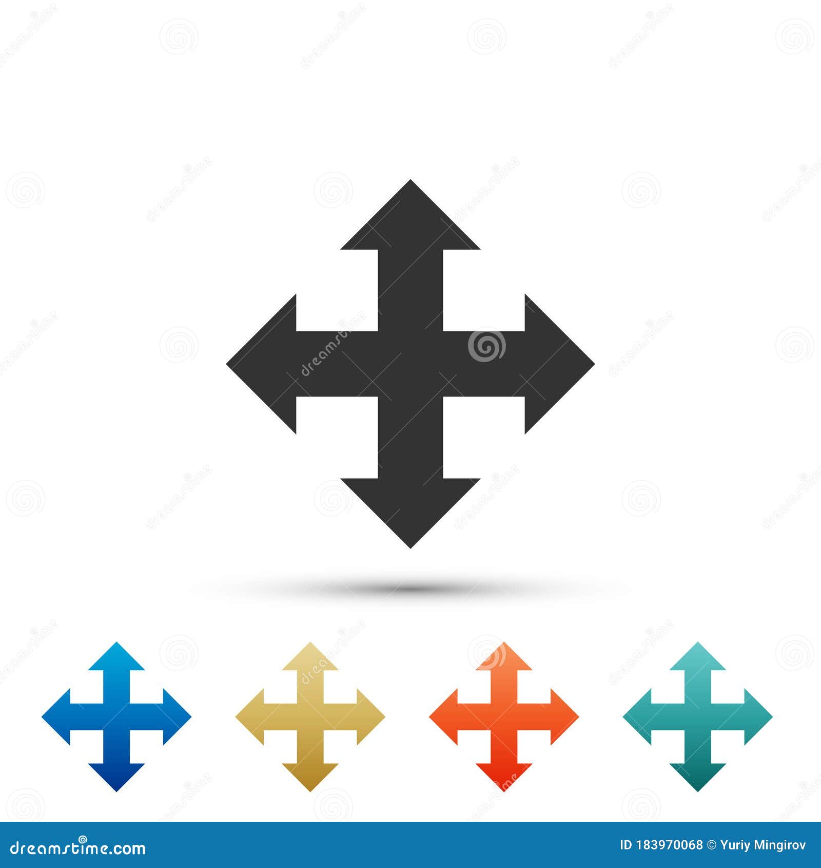 Arrows in Four Directions Icon Isolated on White Background. Set ...