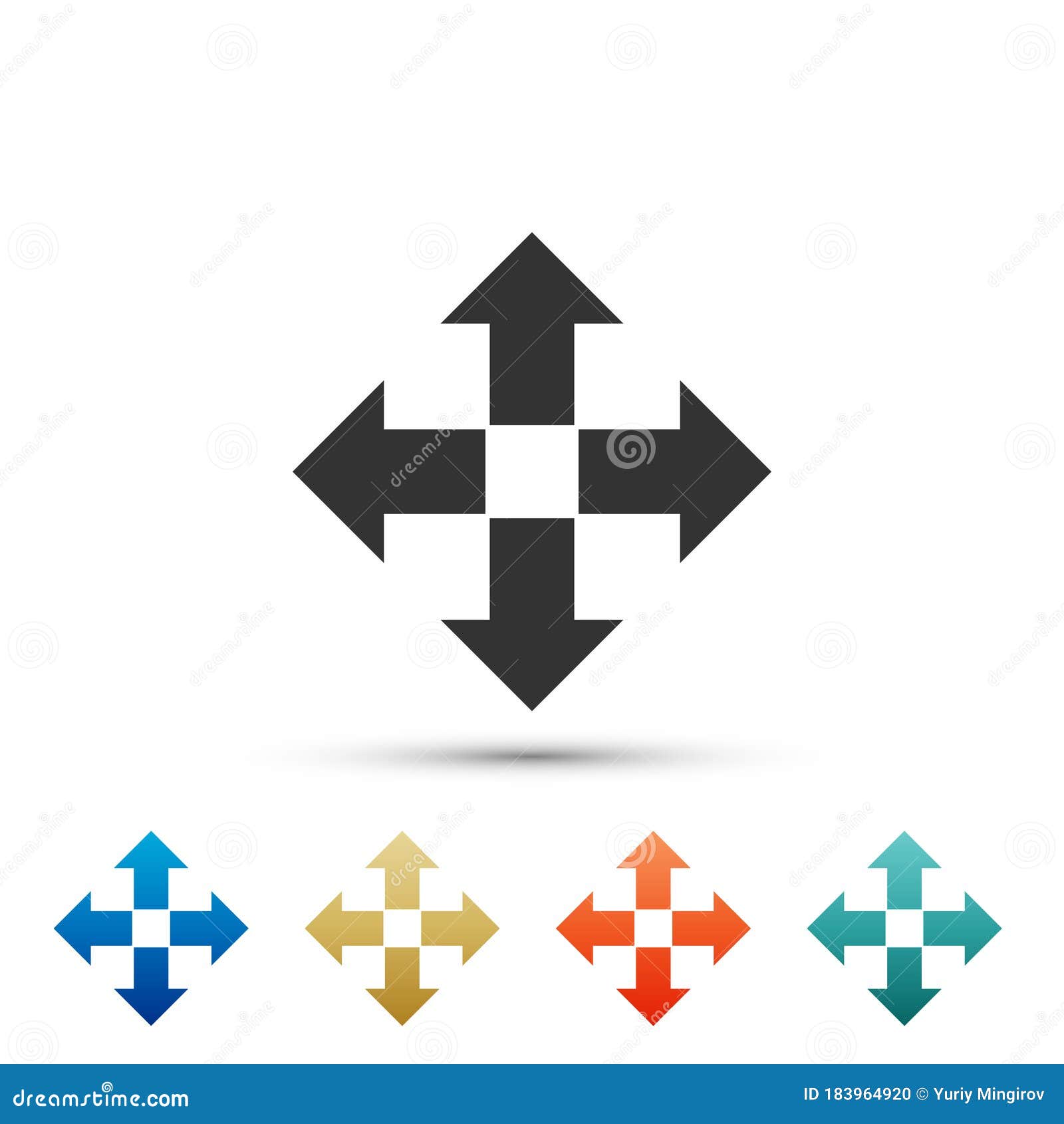 Arrows In Four Directions Icon Isolated On White Background. Set ...
