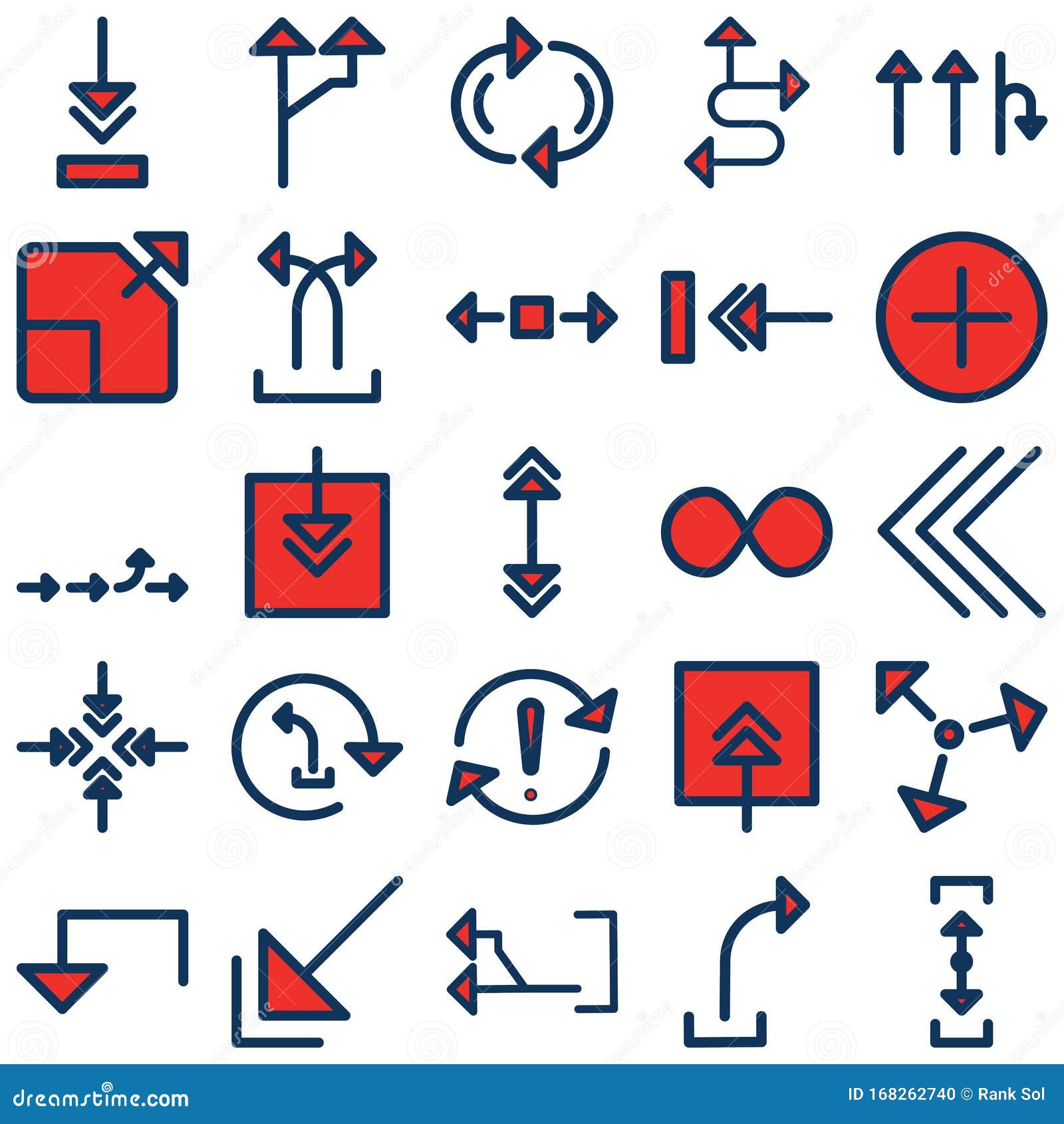 Arrows Gird Isolated Vector Icons Set Every Single Icon Can Be Easily ...