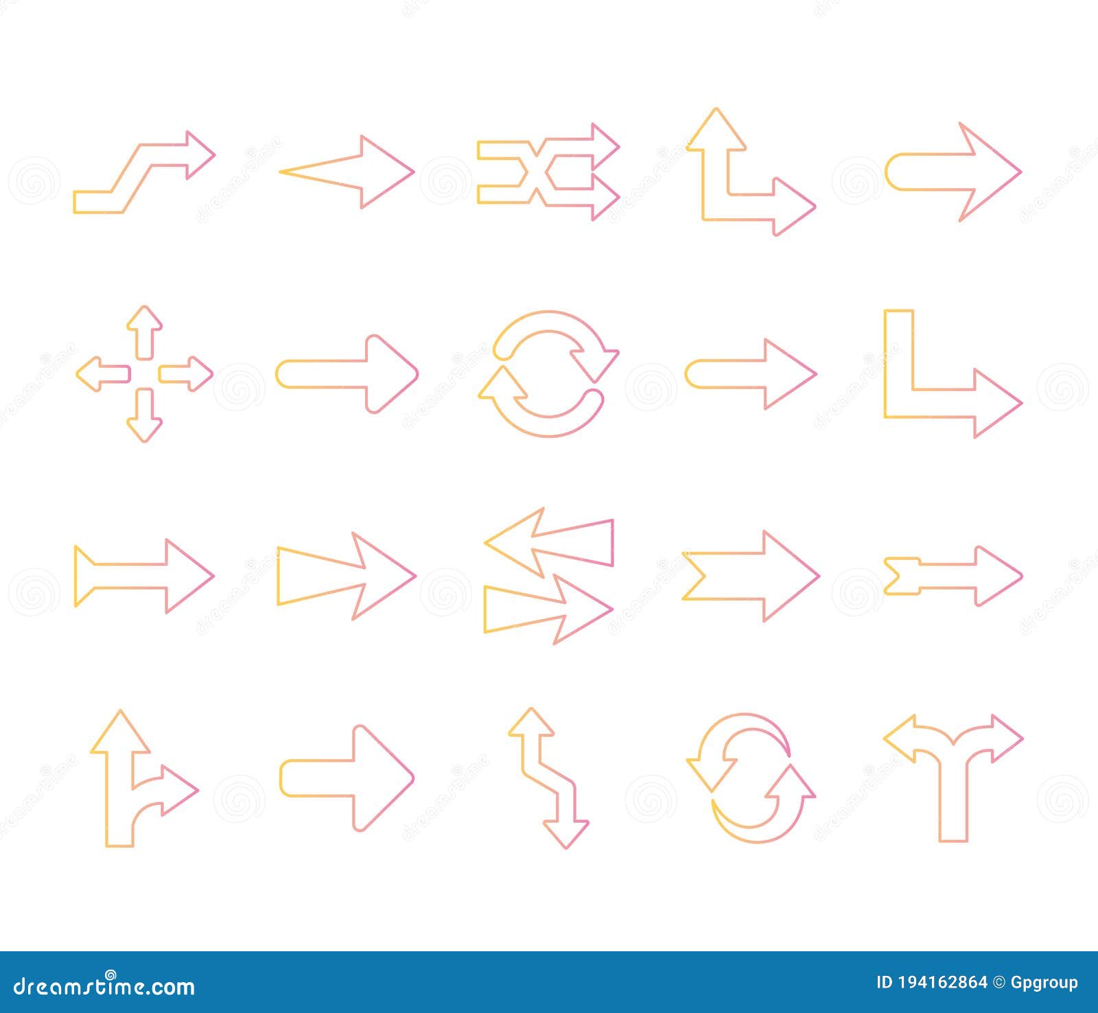 Arrows Gradient Style Icons Bundle Vector Design Stock Vector ...