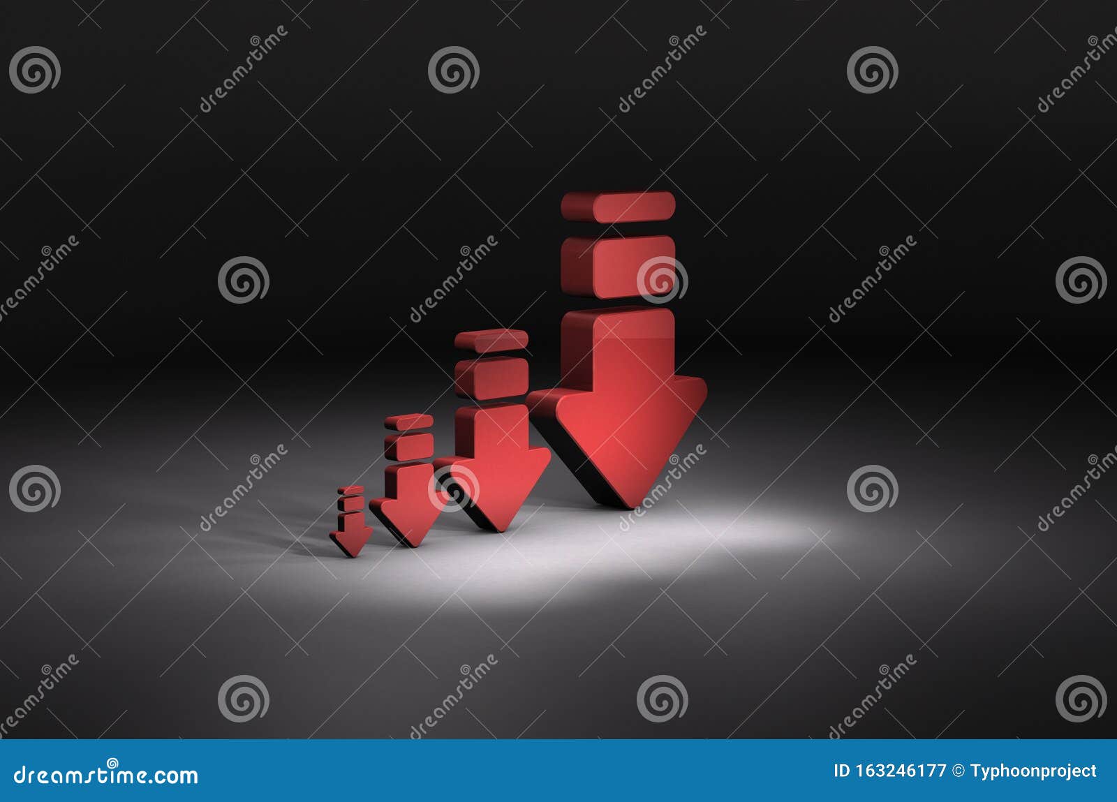 4 Arrows Gradually Decreasing. Dark Background Stock Illustration ...