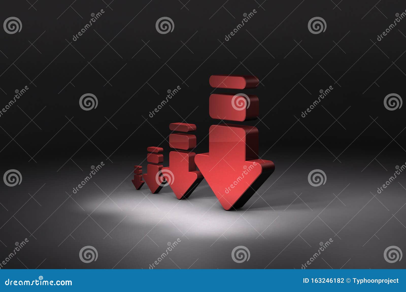 4 Arrows Gradually Decreasing. Dark Background Stock Illustration ...