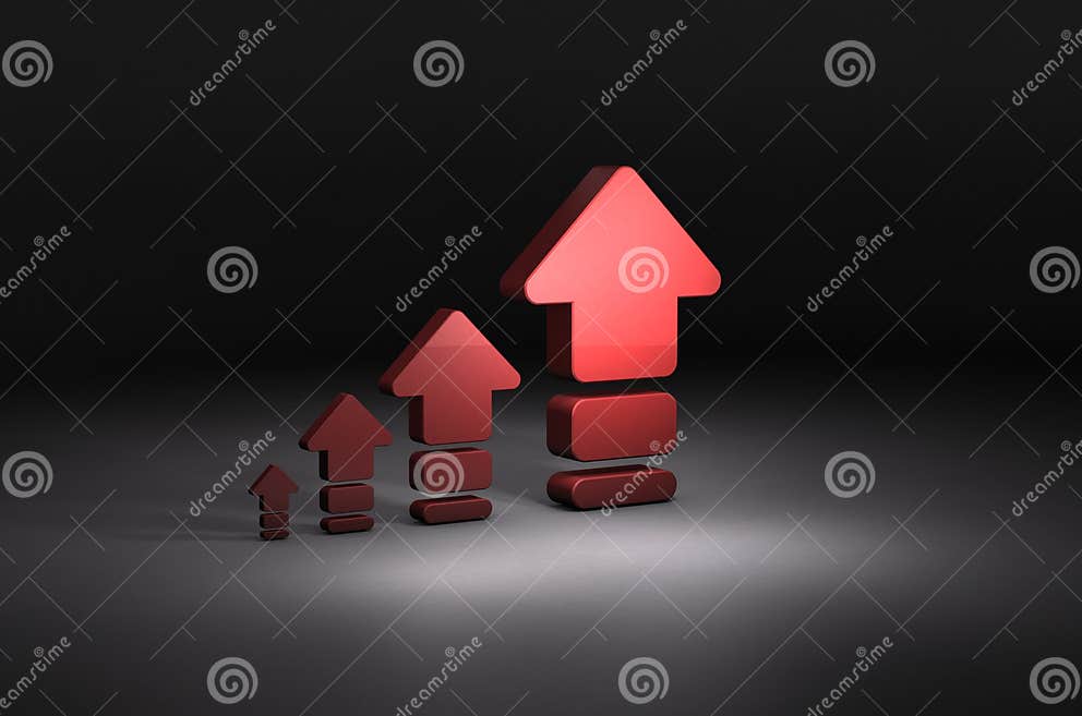 4 Arrows Gradually Increasing. Dark Background Stock Illustration ...