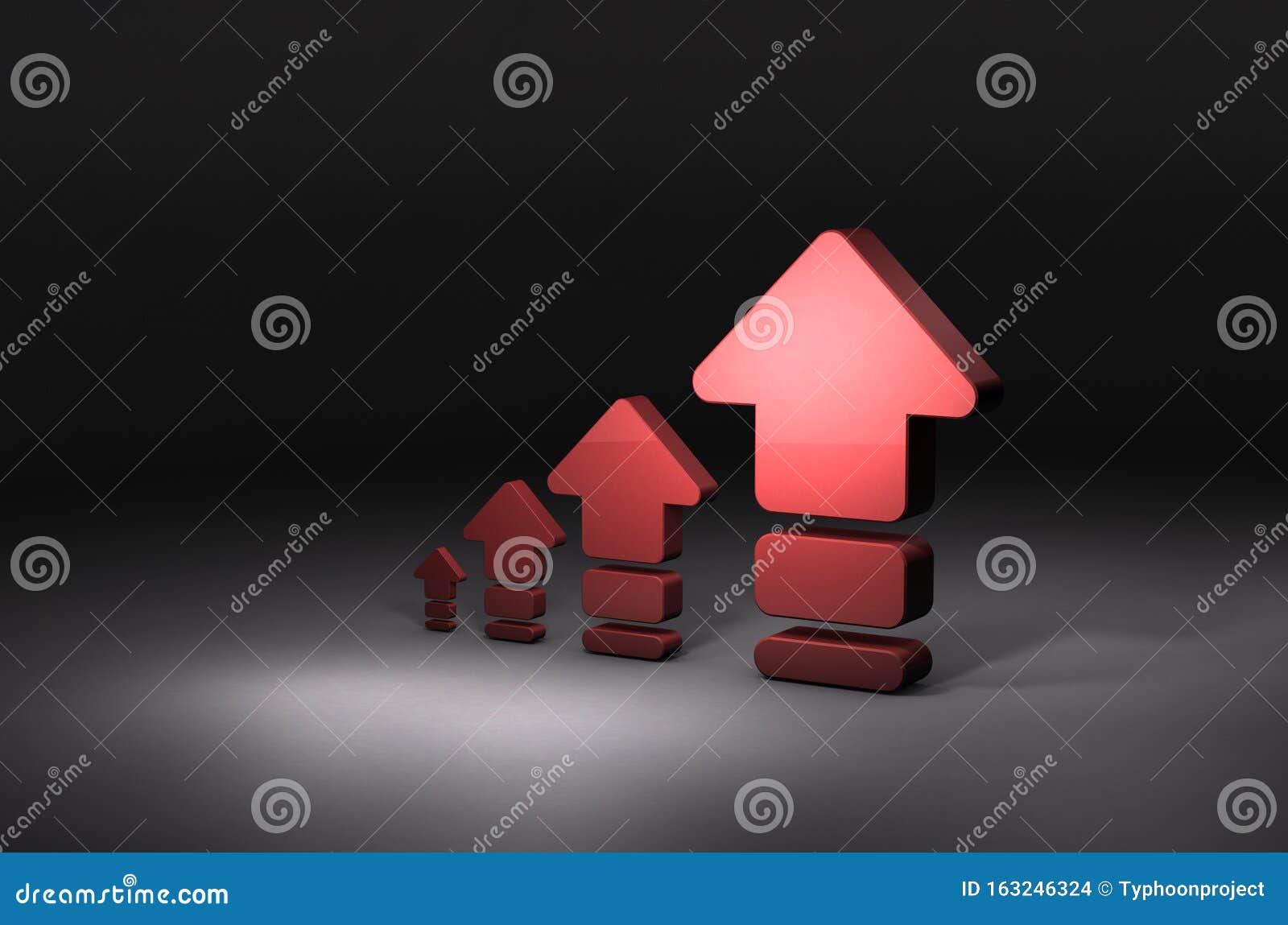 4 Arrows Gradually Increasing. Dark Background Stock Illustration ...