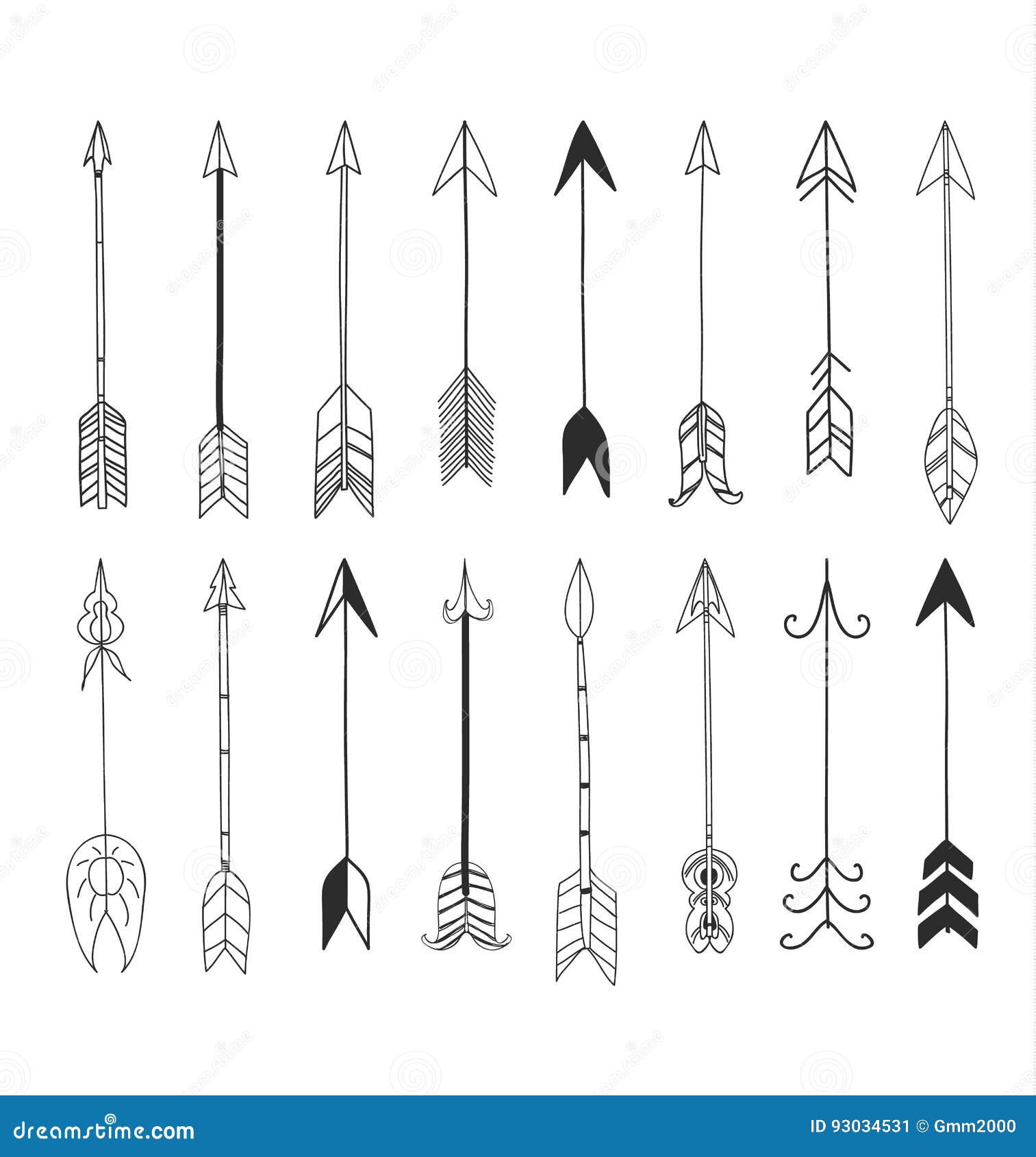 Arrows Hand Drawn Cute Line Art Vector Set Illustration Stock Vector ...