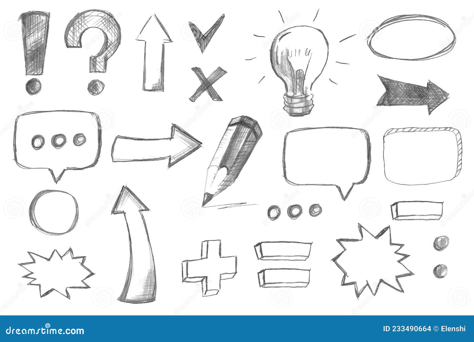 Arrows Hand Drawn Vector Set. Punctuation Marks, Question, Exclamation ...