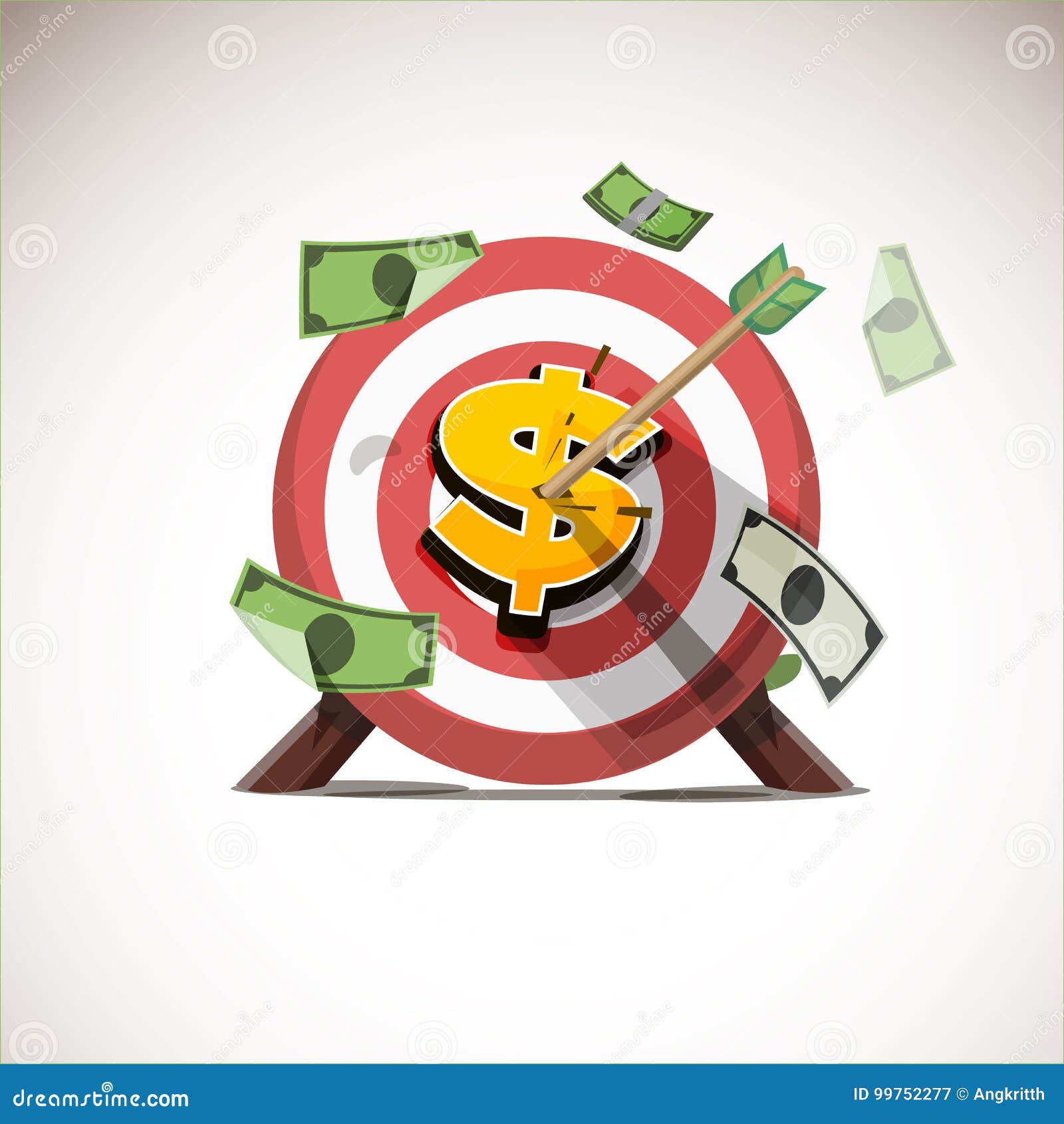 Arrows Hitting the Center of Money Icon - Vector Stock Vector ...