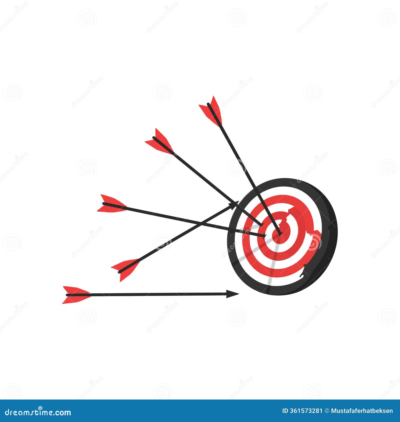Arrows Hitting a Target with a Few Missing the Bullseye Center Stock ...