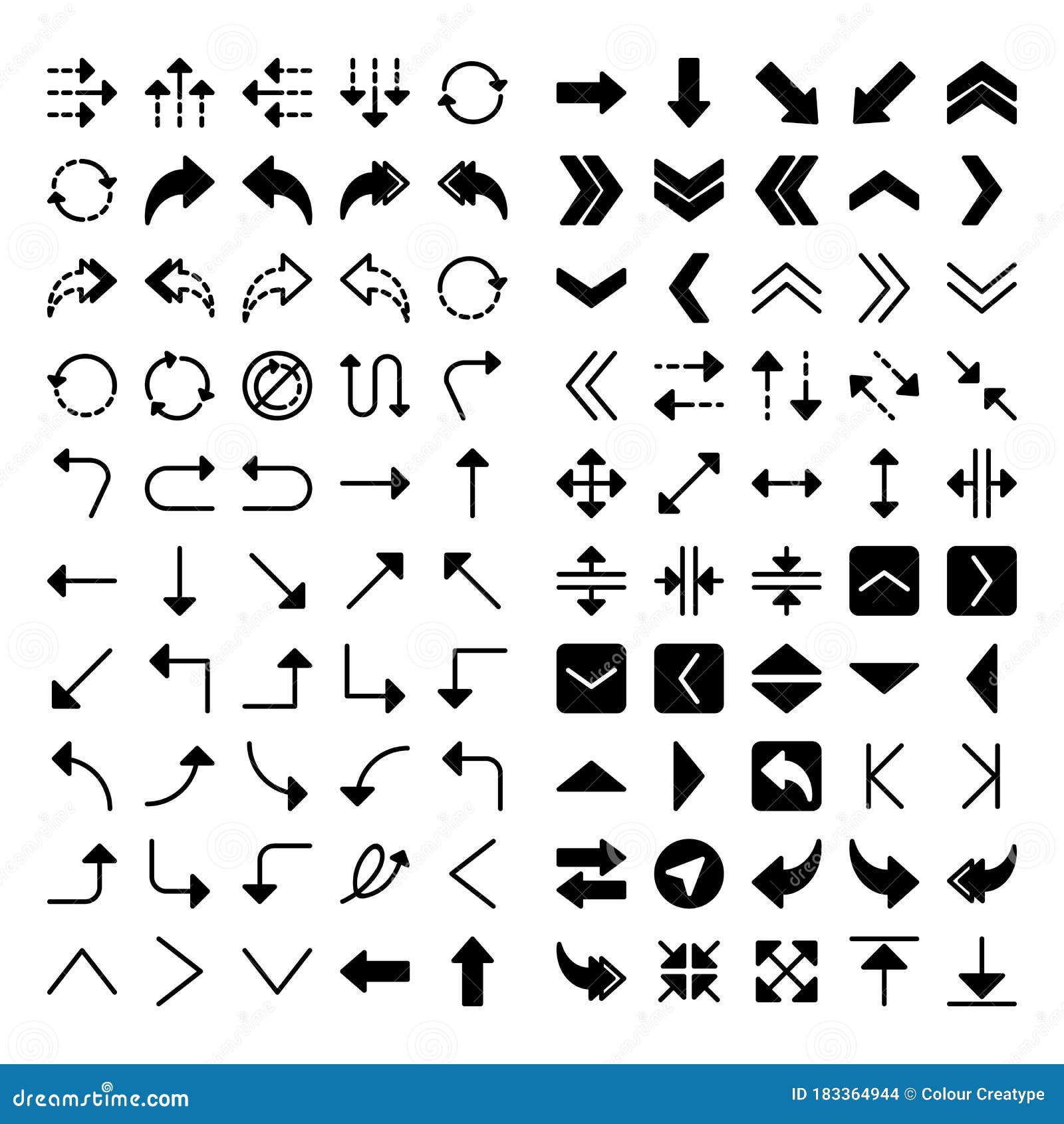Arrows Icon Set Include Arrow, Symbol, Square, Rotate Stock Vector ...