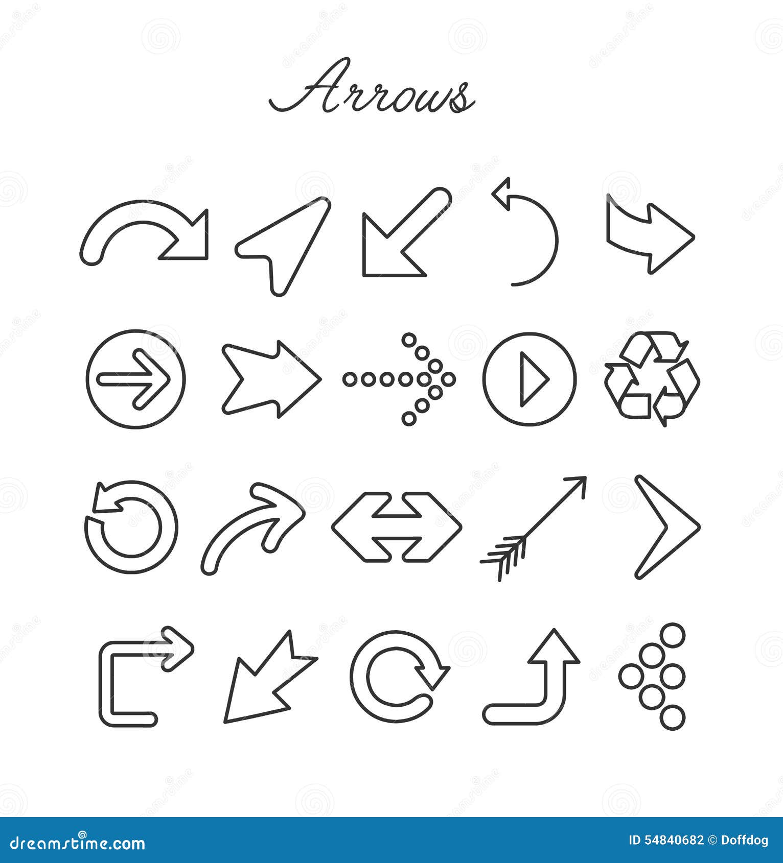 Arrows Icon Set stock vector. Illustration of black, repeat - 54840682
