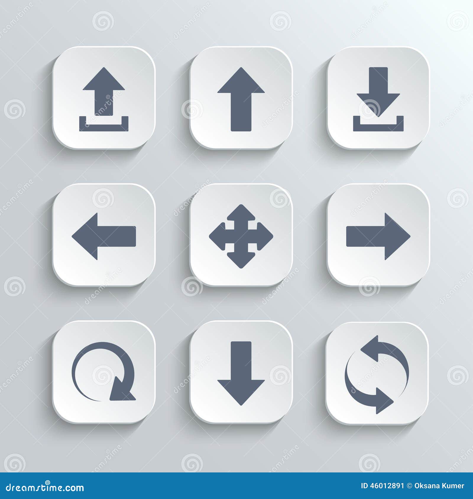 Arrows Icon Set - Vector White App Buttons Stock Vector - Illustration ...