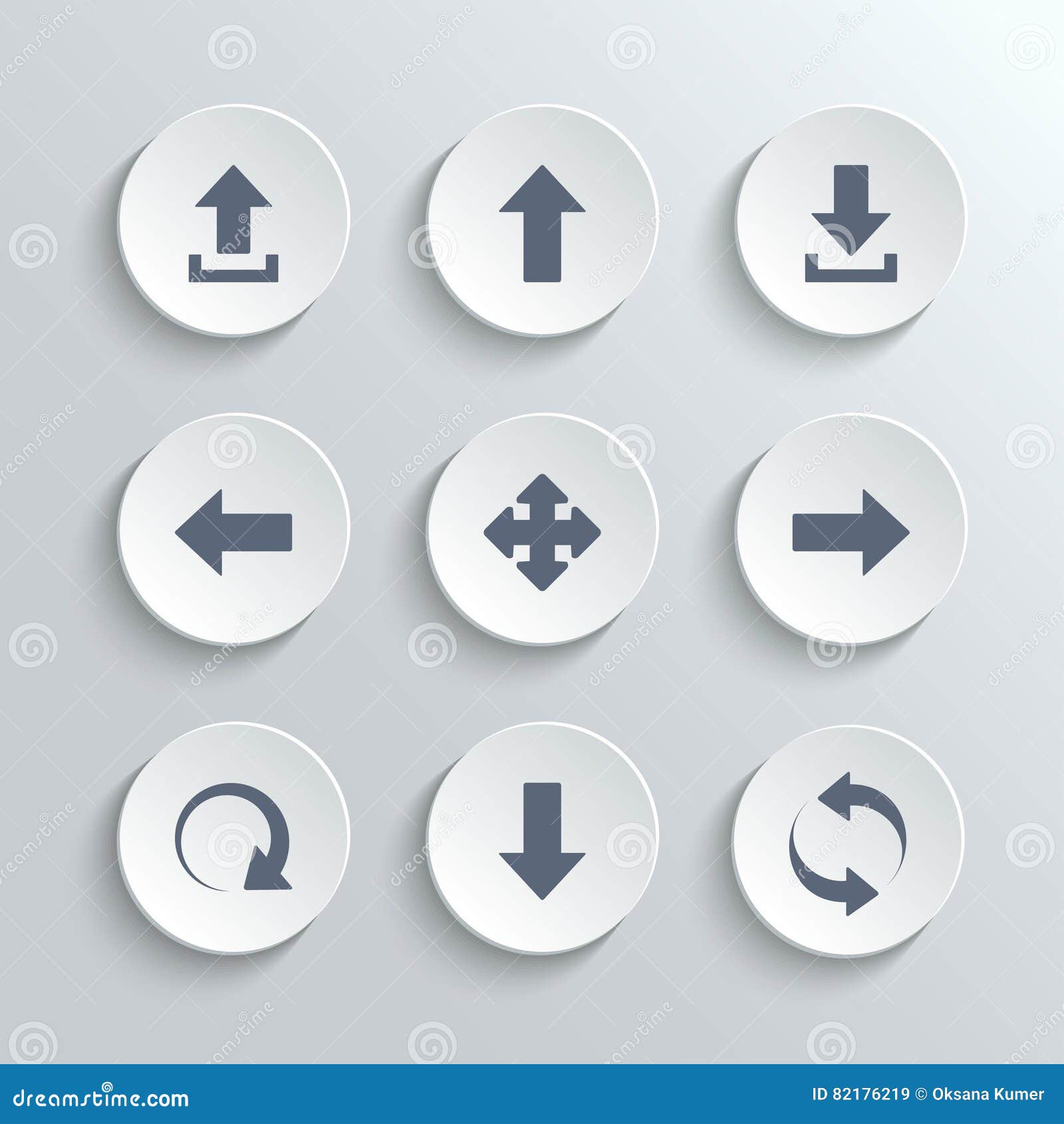 Arrows Icon Set - Vector White Round Buttons Stock Vector ...