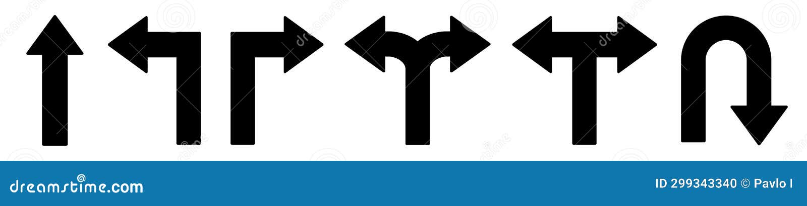 Arrows Icon Symbol Set, Multi Traffic Sign, Double Option Way, Fork ...