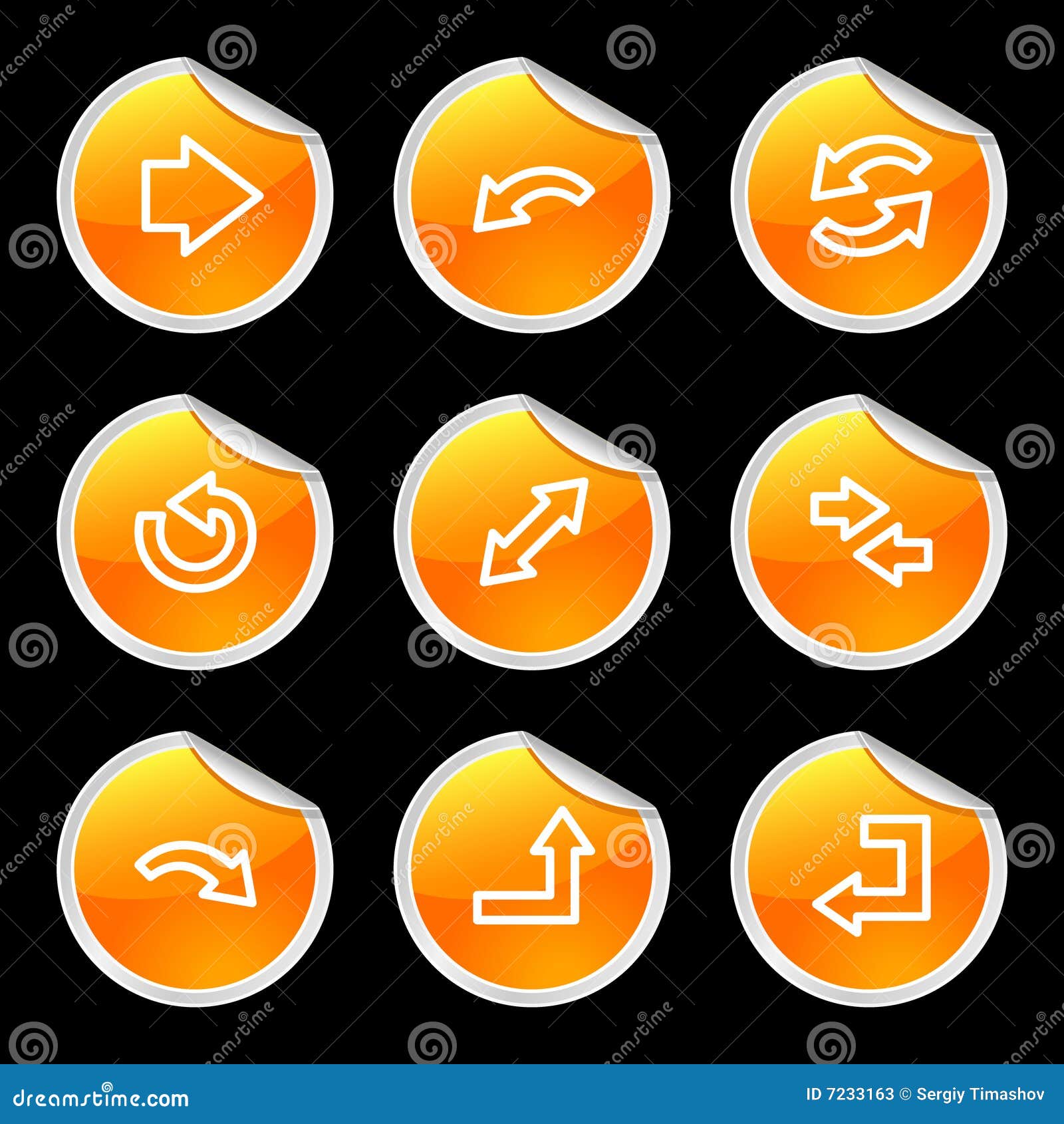 Arrows Icons, Orange Sticker Stock Vector - Illustration of arrows ...