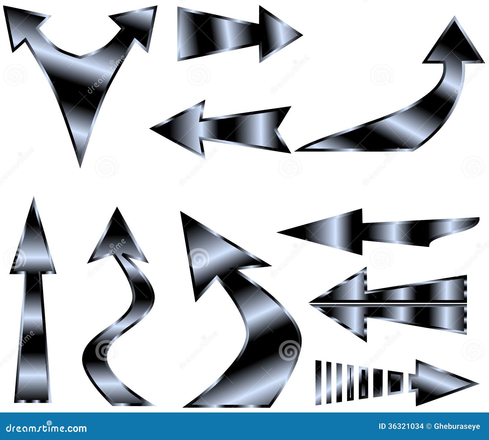 Set of Metal Arrows Isolated Stock Illustration - Illustration of ...