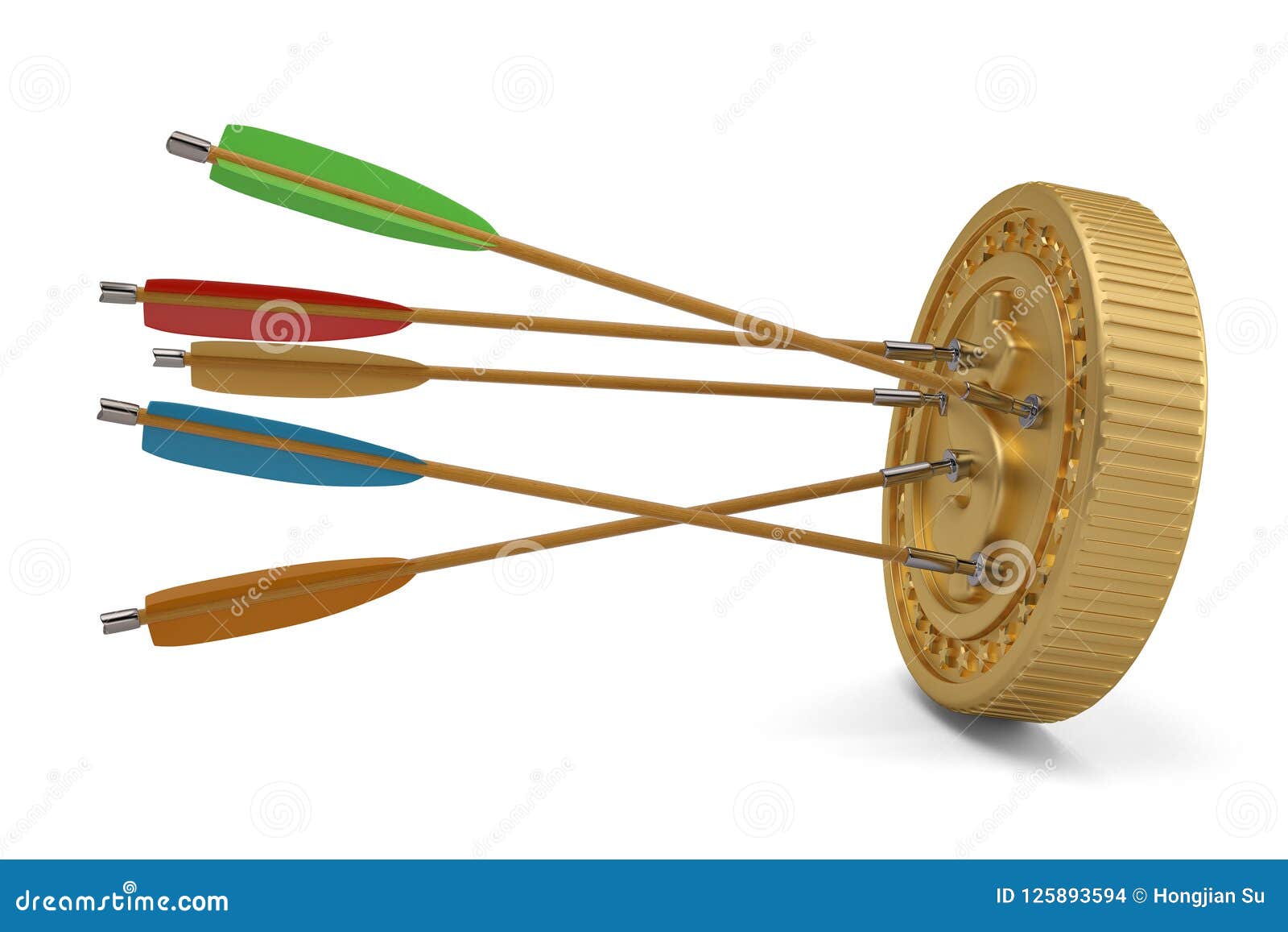 Arrows Inserted in Gold Coin. 3D Illustration. Stock Illustration ...