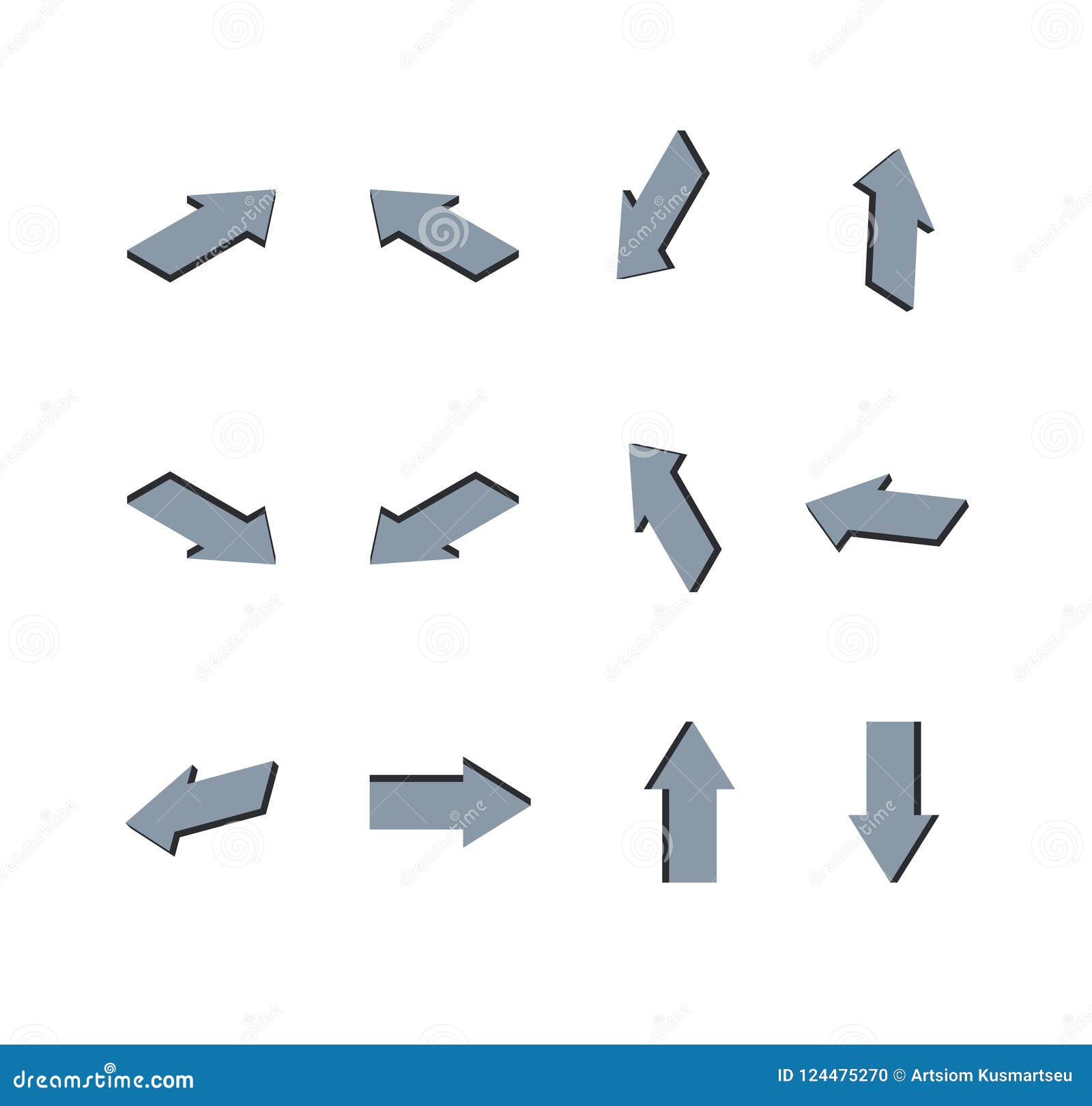 Arrows isometric stock vector. Illustration of interface - 124475270