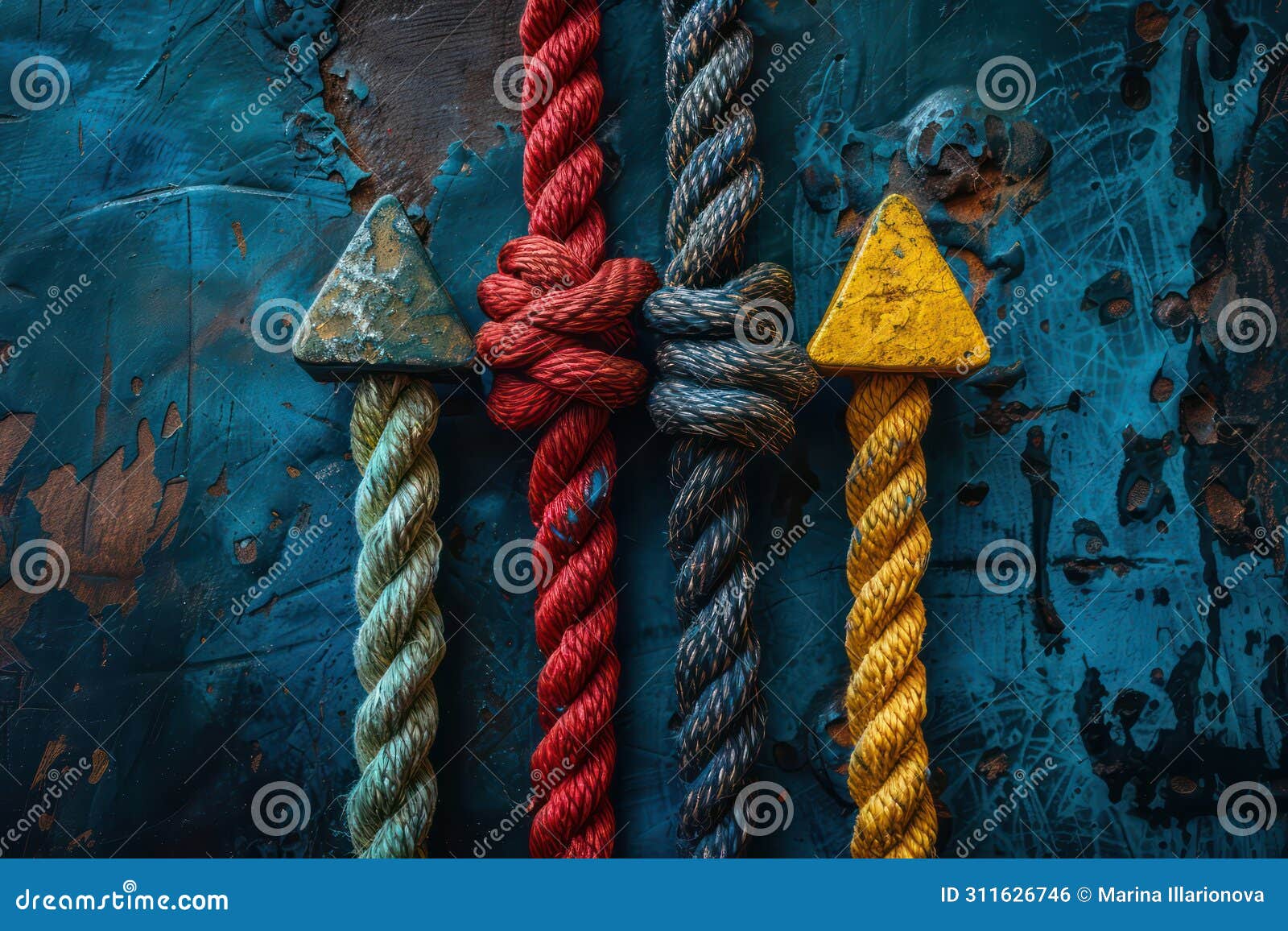 Arrows and Knots on Ropes, Grunge Shabby Background. Generative AI ...