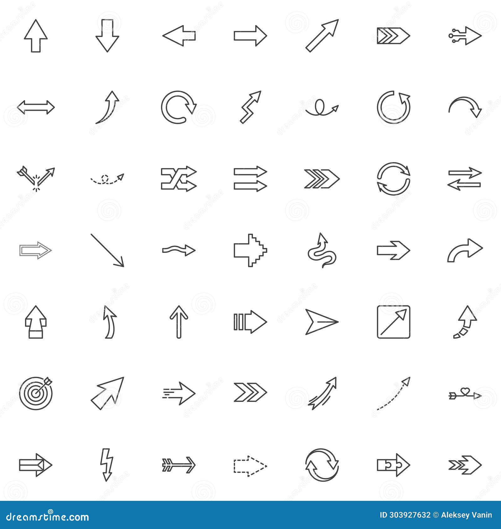 Arrows line icons set stock vector. Illustration of clipart - 303927632